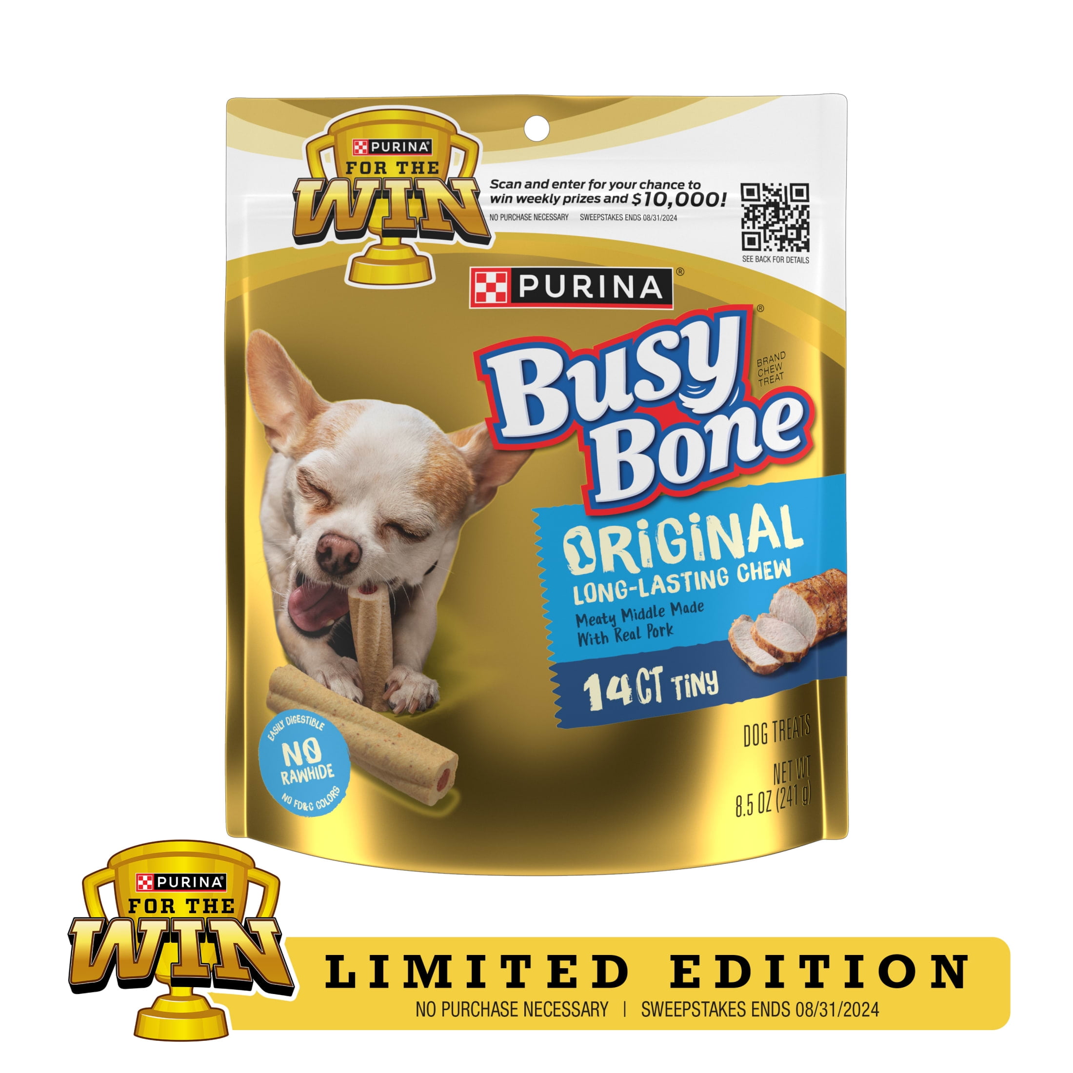 Purina Busy Bone Extra Small Dog Treats with Real Pork, Long-Lasting ...