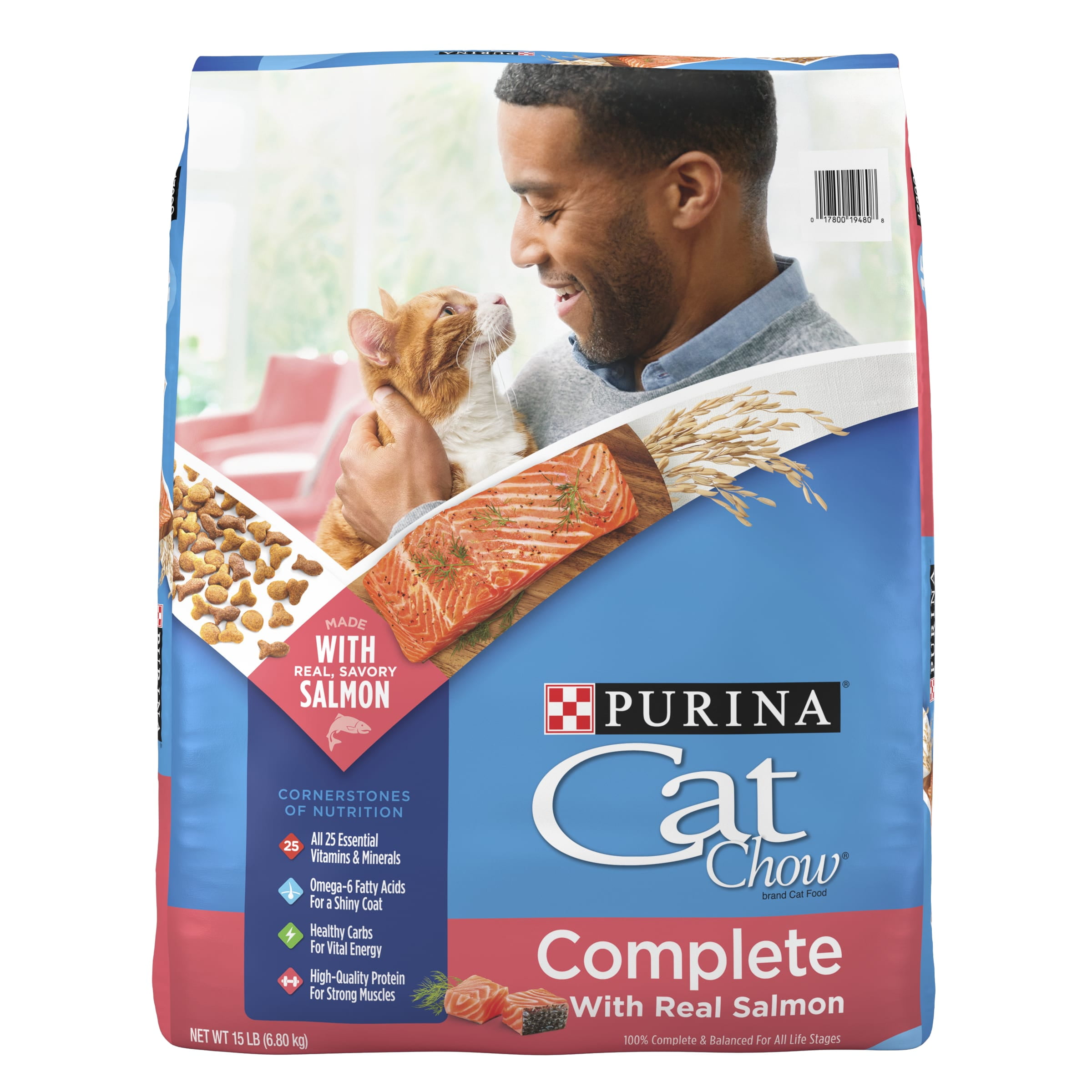 Purina Cat Chow Complete, Dry Cat Food, Salmon, 15 lb Bag - Walmart.com