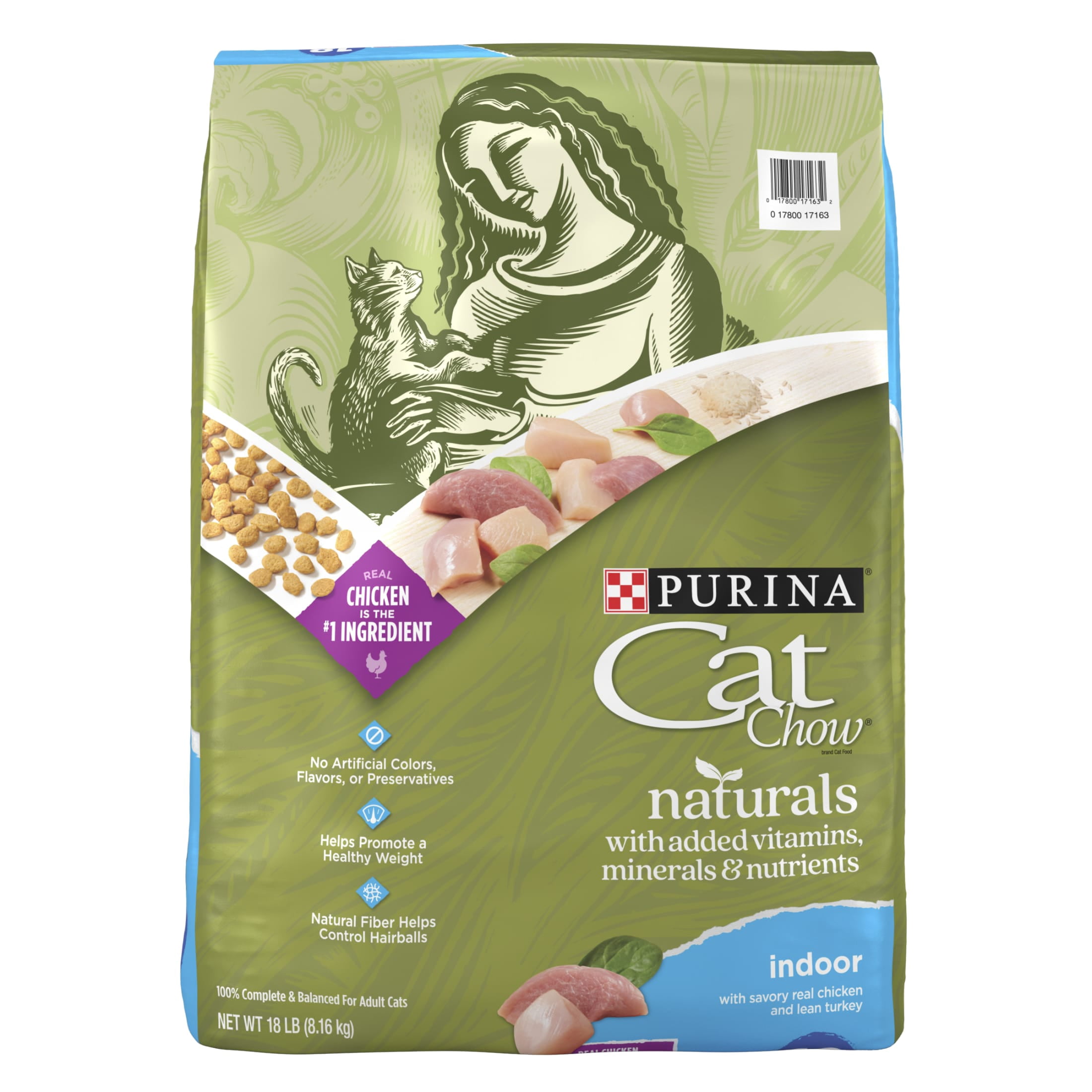 Cat Chow Purina Natural Indoor Dry Cat Food with Chicken and Turkey, 18 ...