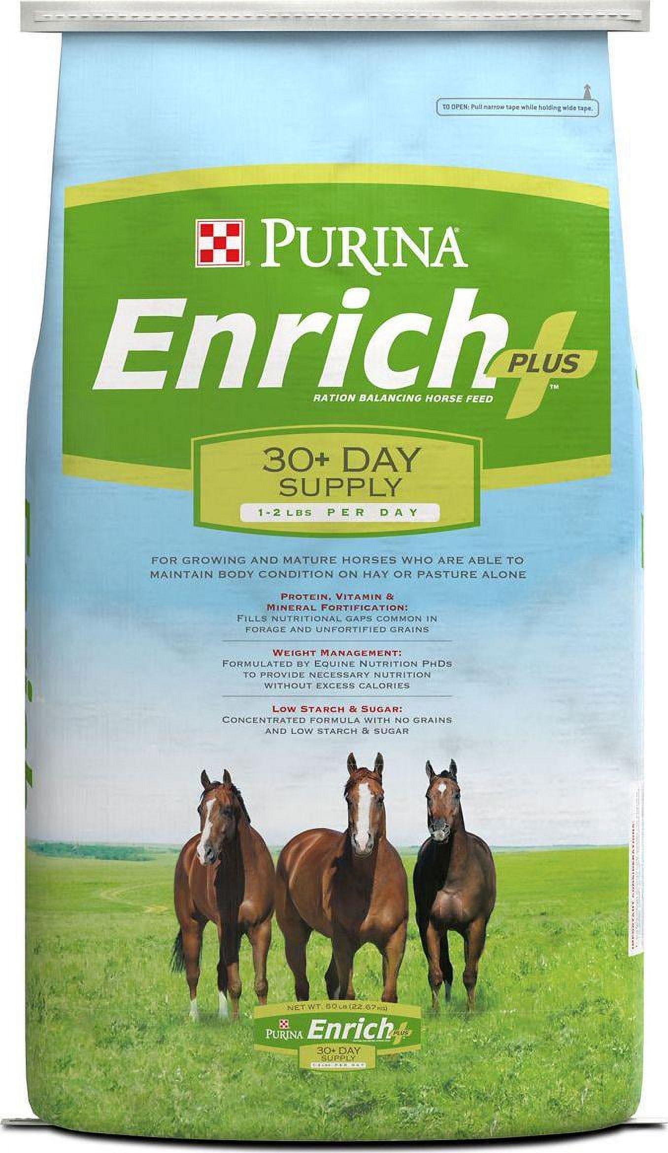 Purina Enrich Plus Ration Balancing Horse Feed, 50 lb. Bag - Walmart ...
