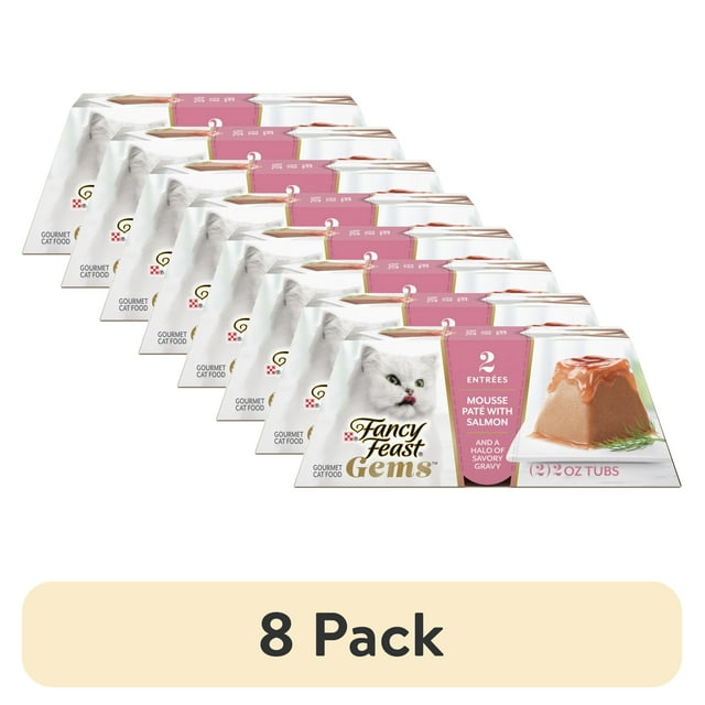 8 Pack Purina Fancy Feast Gems Mousse Pate Wet Cat Food Salmon