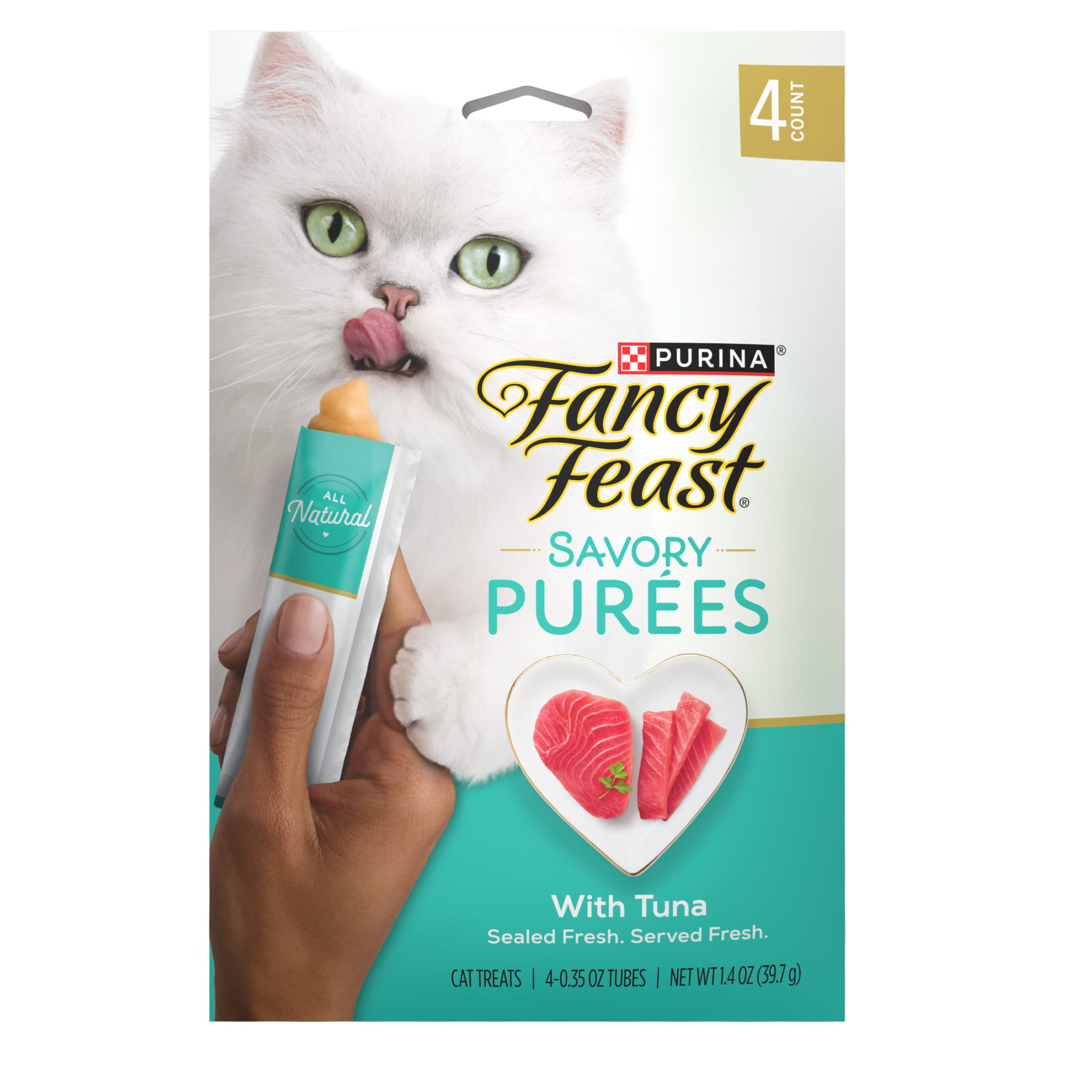 Purina Fancy Feast Wet Hand Snacks, Lickable Natural Tuna Cat Treats in ...