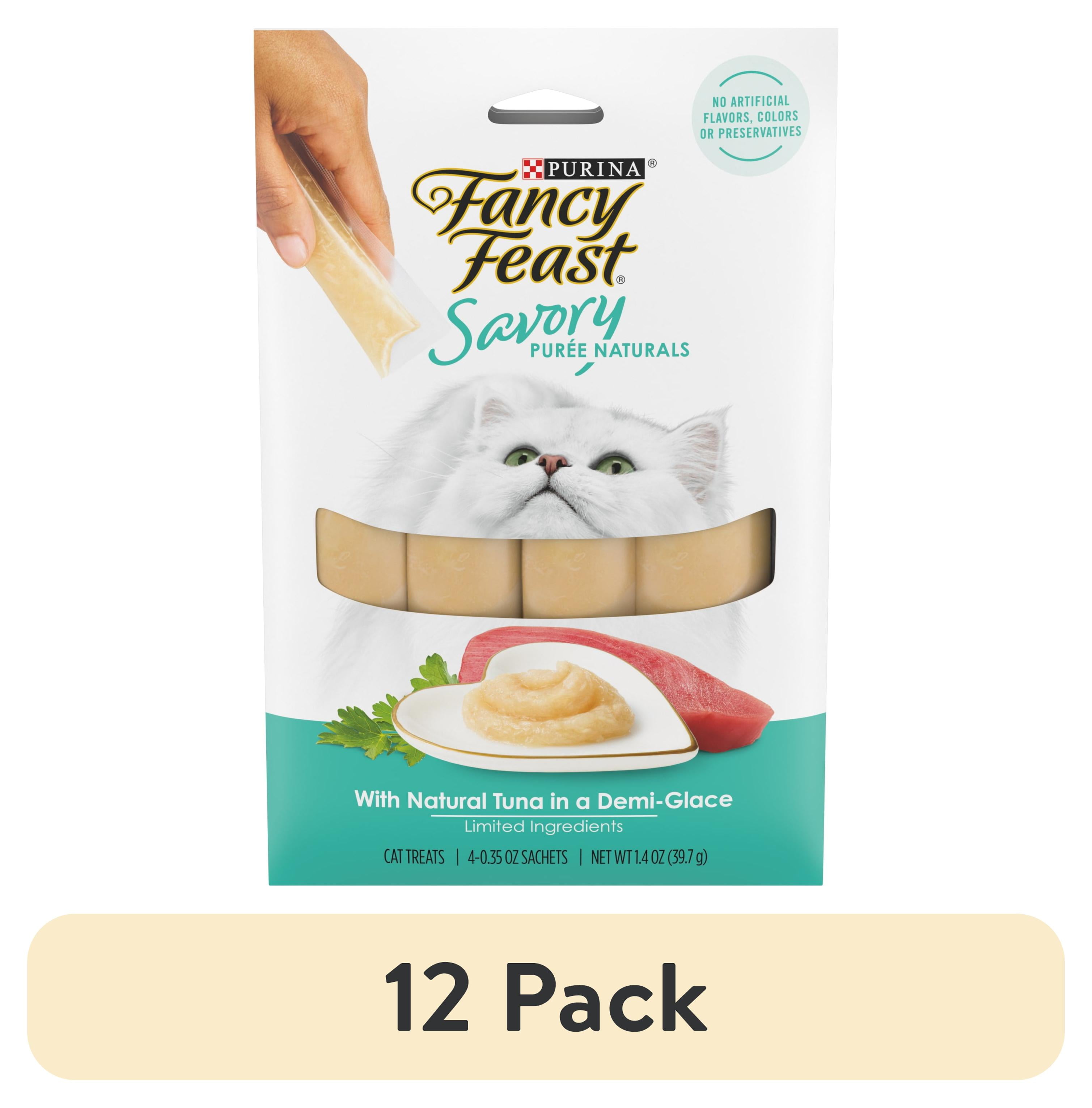 (12 pack) Purina Fancy Feast Savory Puree, Squeezable Cat Treats, Tuna ...
