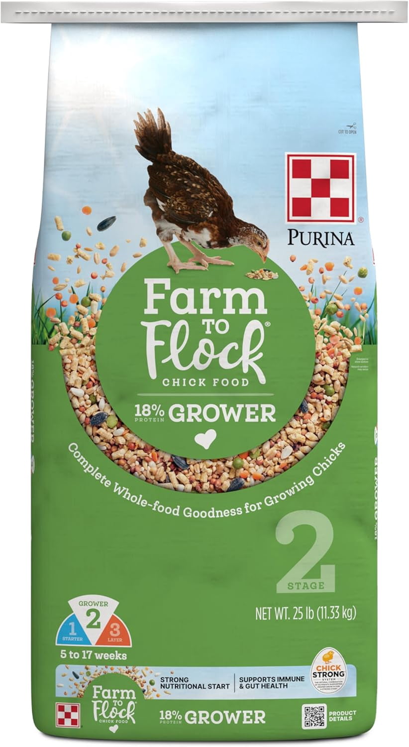 Purina® Farm to Flock™ 18% Grower Chick Food, 25 Pound Bag - Walmart.com