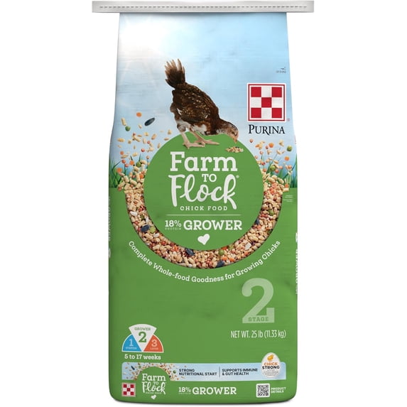 Purina® Farm to Flock™ 18% Grower Chick Food, 25 Pound Bag - Walmart.com