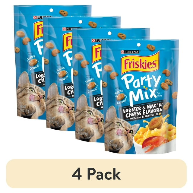 (4 pack) Purina Friskies Party Mix Cat Treats, Lobster and Mac 'N ...