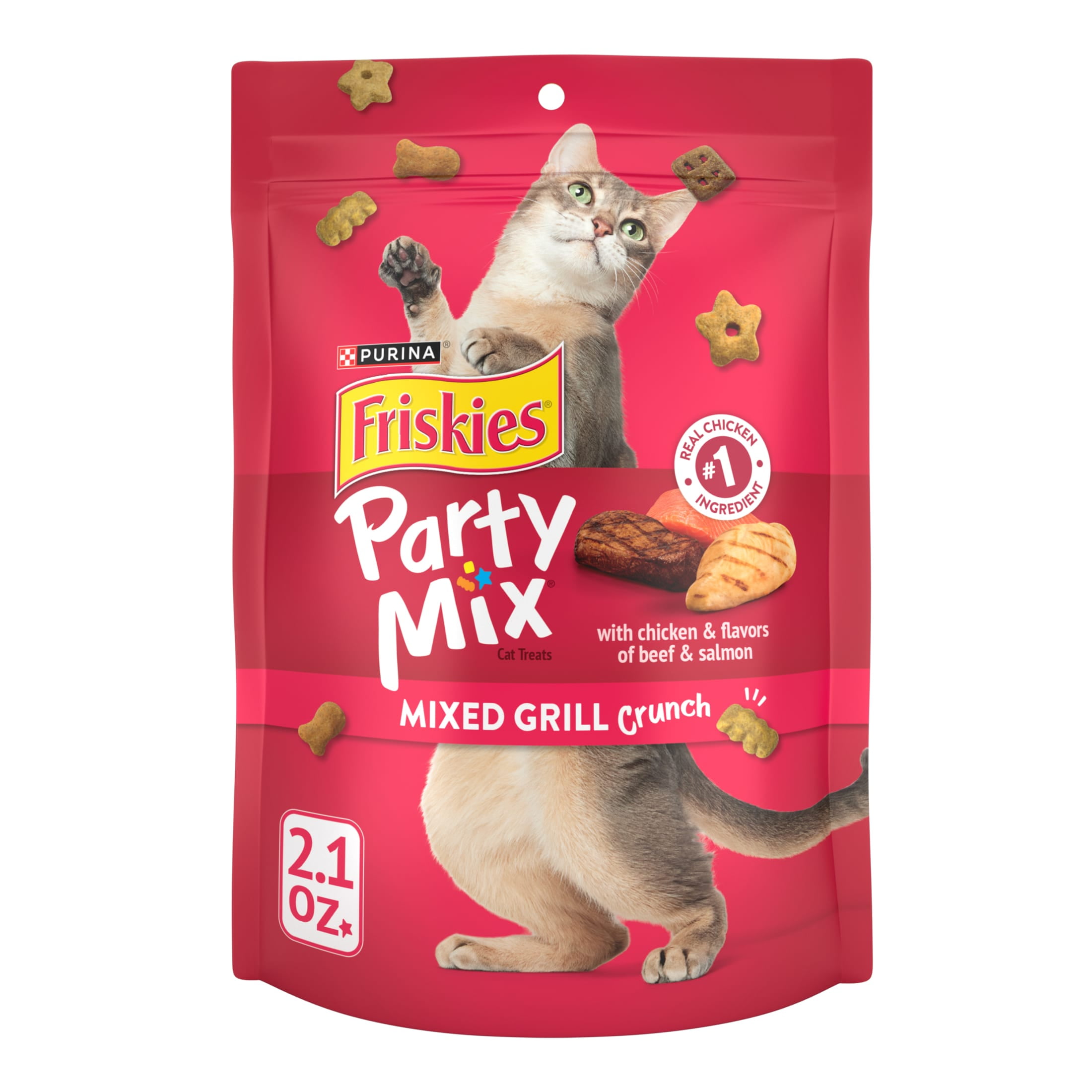 Purina Friskies Party Mix Mixed Grill Crunch Cat Treats with Chicken ...