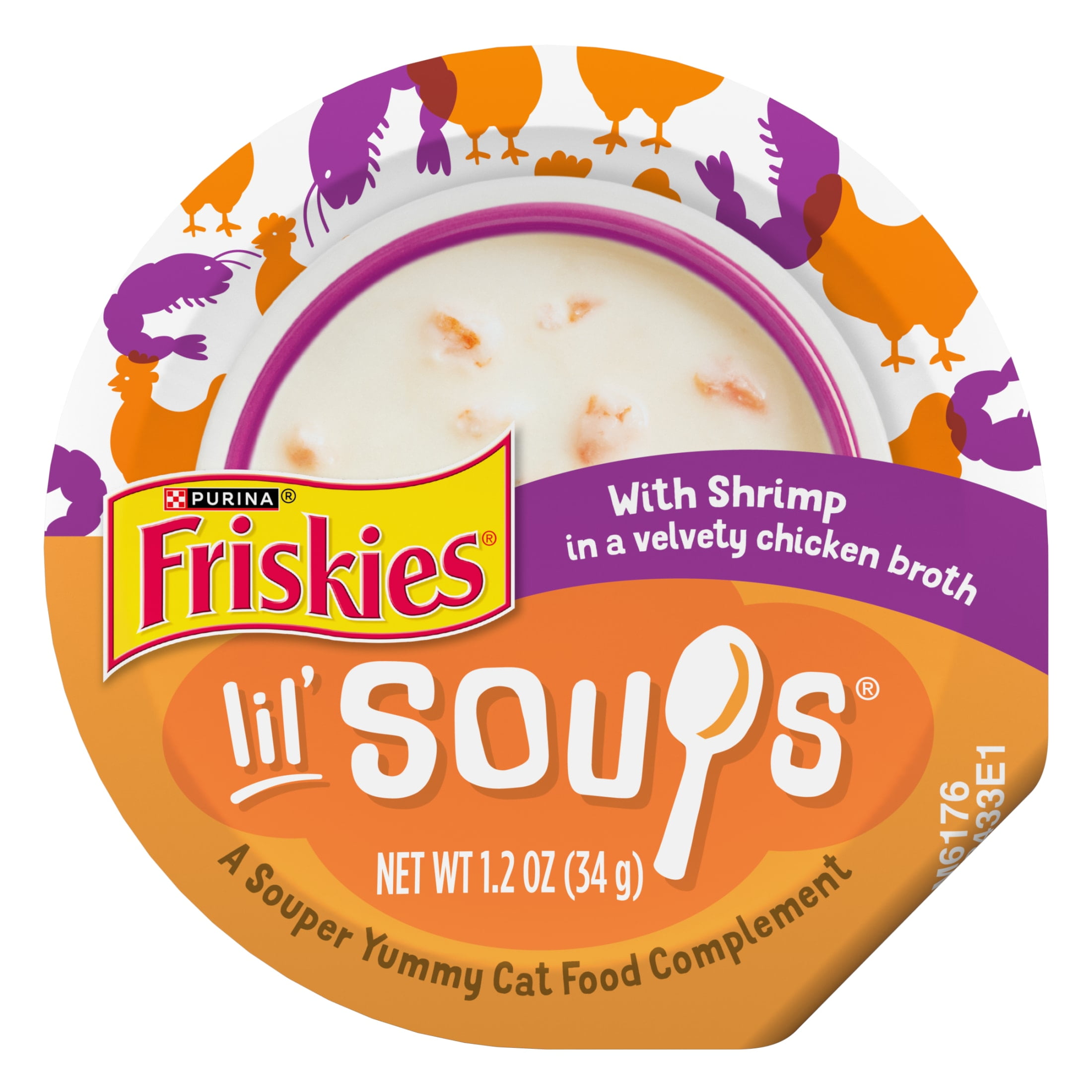 Friskies Lickable Cat Food Toppers Lil’ Soups with Shrimp in Velvety ...