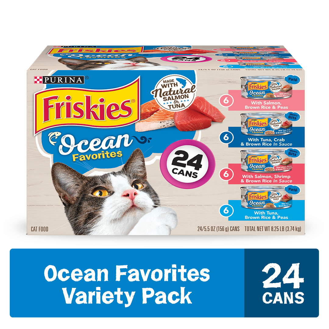 Purina Friskies Ocean Favorites Variety Pack, Wet Cat Food, 5.5 oz Cans ...