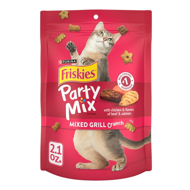 Purina Friskies Party Mix Mixed Grill Crunch, Cat Treats, Chicken, Beef ...
