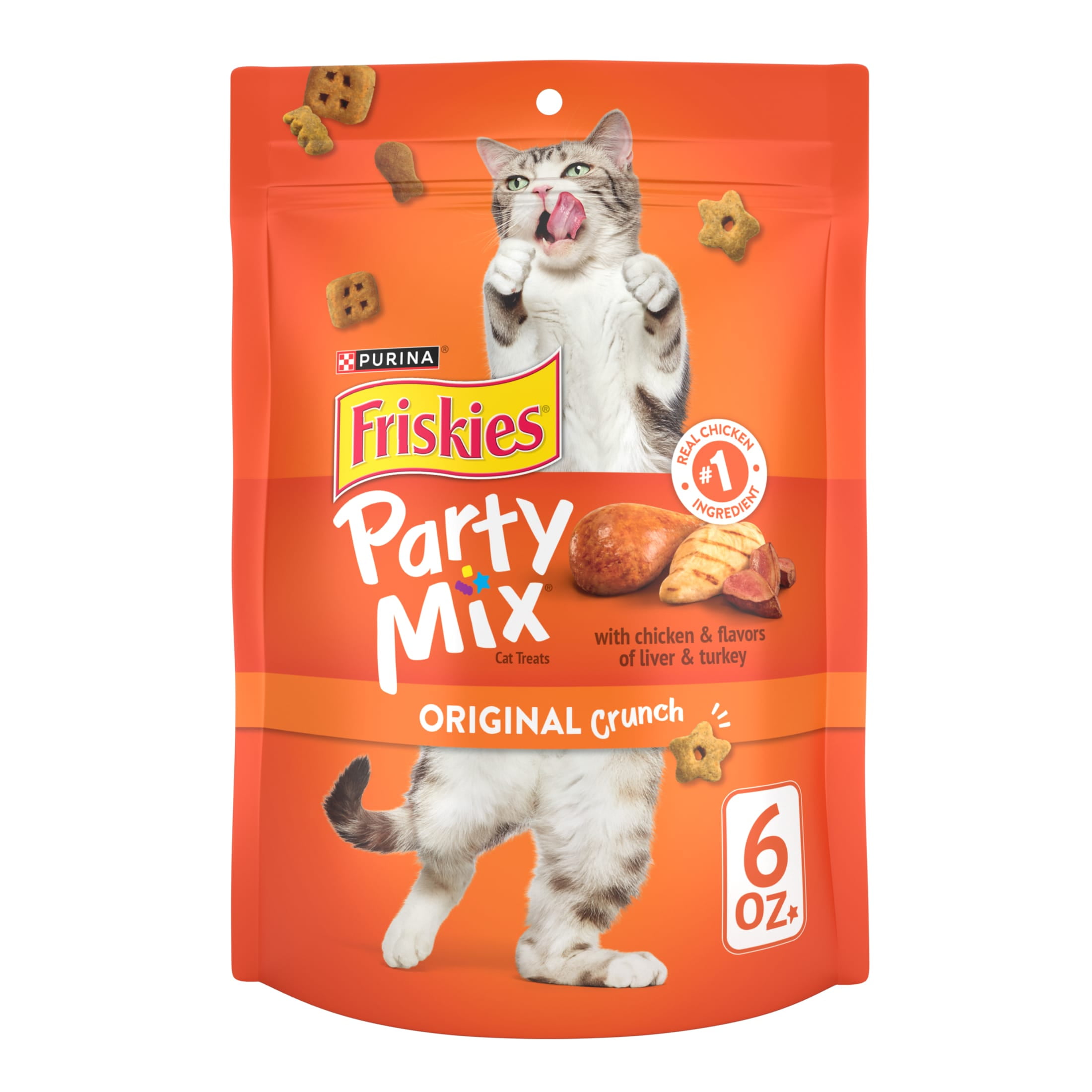 Purina Friskies Crunchy Party Mix Cat Treats, Original Flavor, 6 oz ...