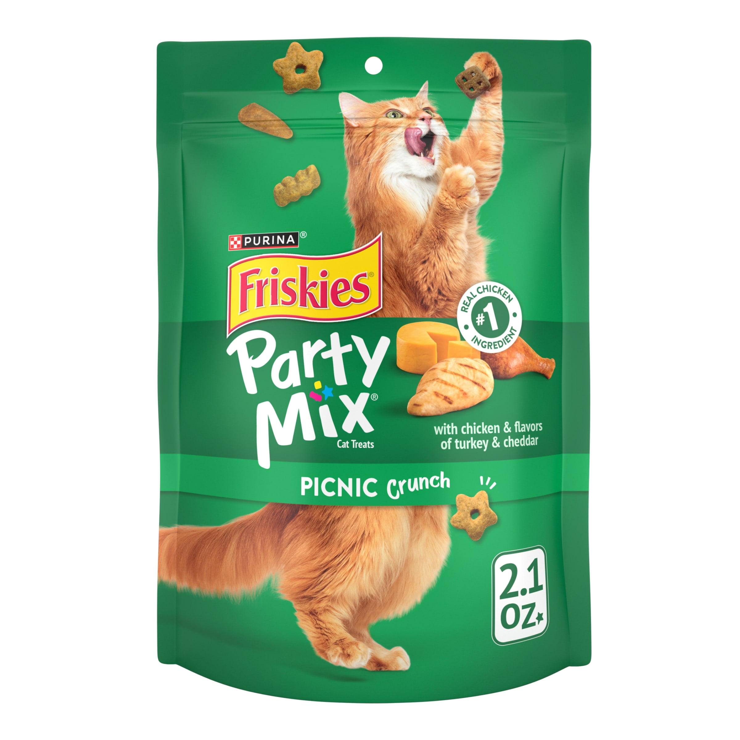 Purina Friskies Party Mix Picnic Crunch, Cat Treats, Chicken, Turkey ...