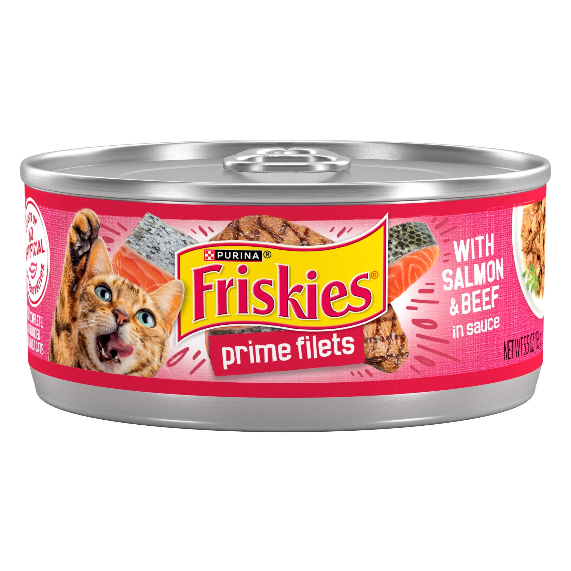 Purina Friskies Prime Filets, Salmon and Beef in Sauce, Wet Cat Food, 5 ...