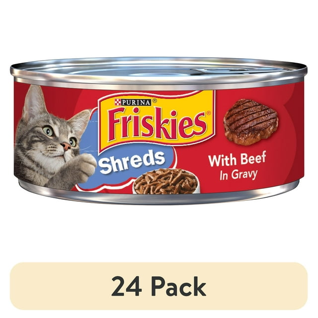 (24 pack) Purina Friskies Shreds With Beef in Gravy, Wet Cat Food, 5.5 ...
