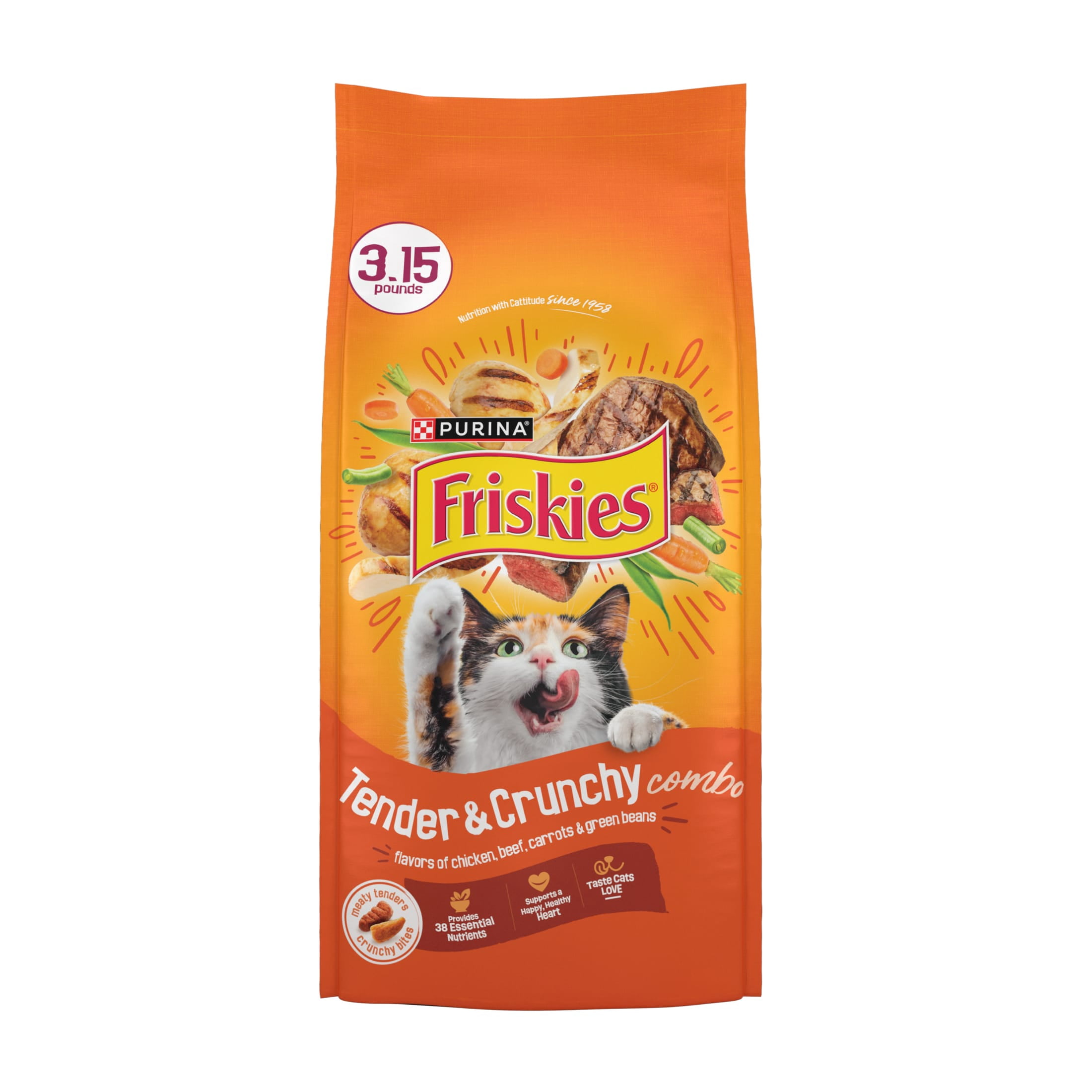 Friskies Tender and Crunch'd Dry Cat Food with Flavors of Chicken Beef ...