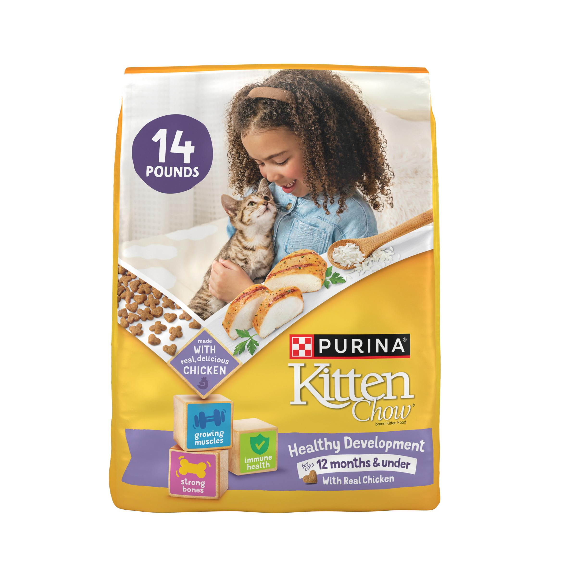 Purina Kitten Chow Kitten Food Healthy Development with Real Chicken ...