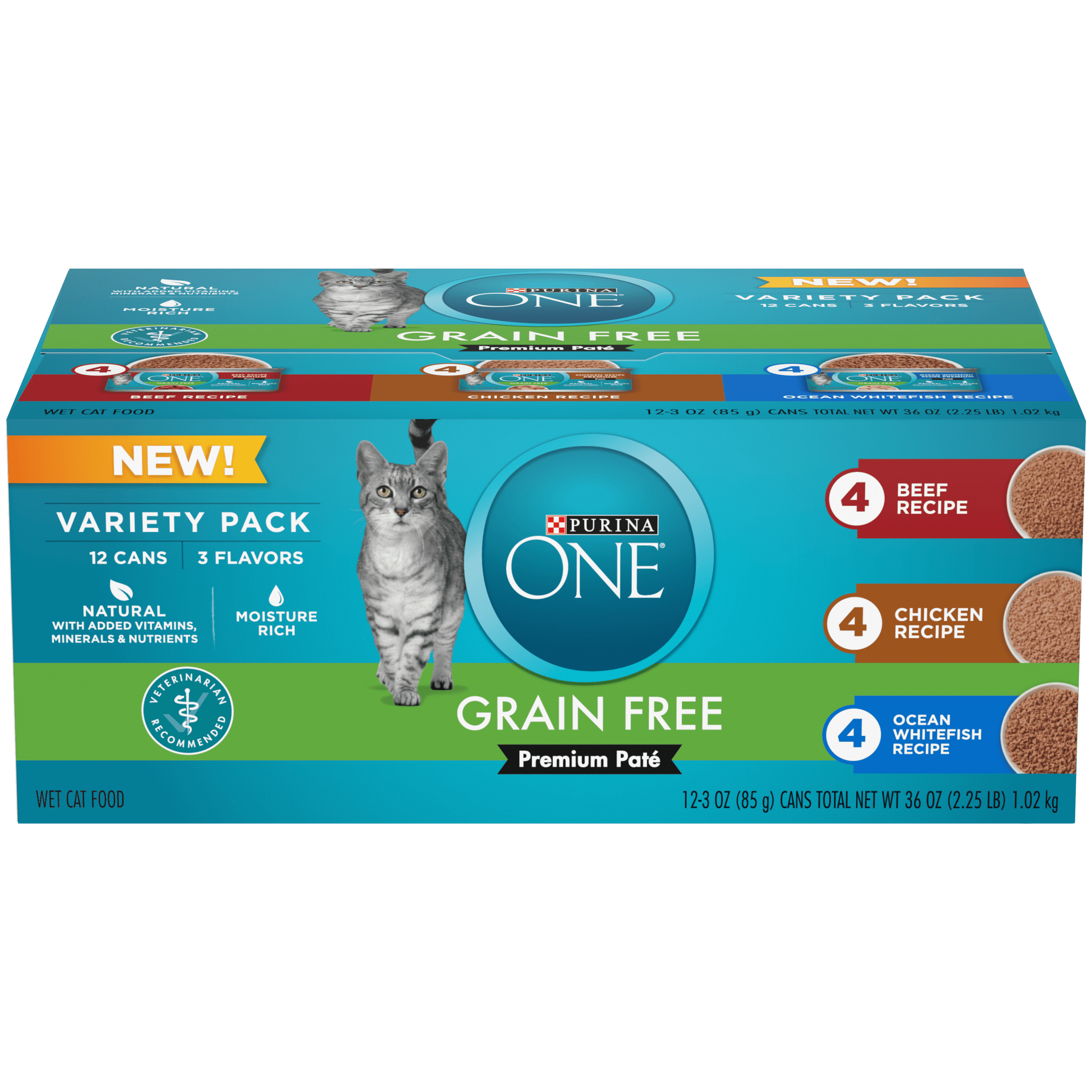 Purina ONE, Grain Free Natural Variety Pack, Wet Cat Food Pate, 3 oz ...