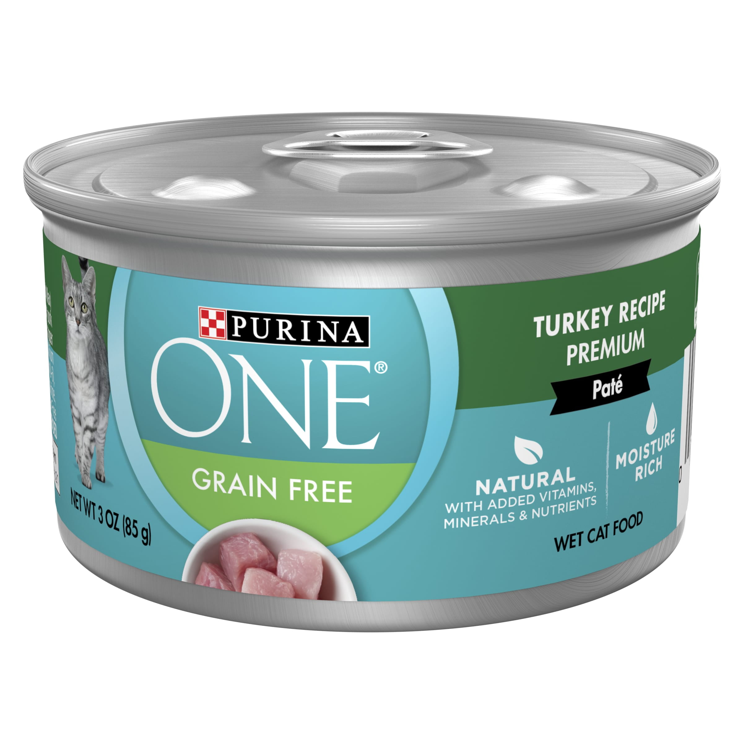 Purina ONE, Natural Grain Free Turkey, Wet Cat Food Pate, 3 oz Cans, 24 ...