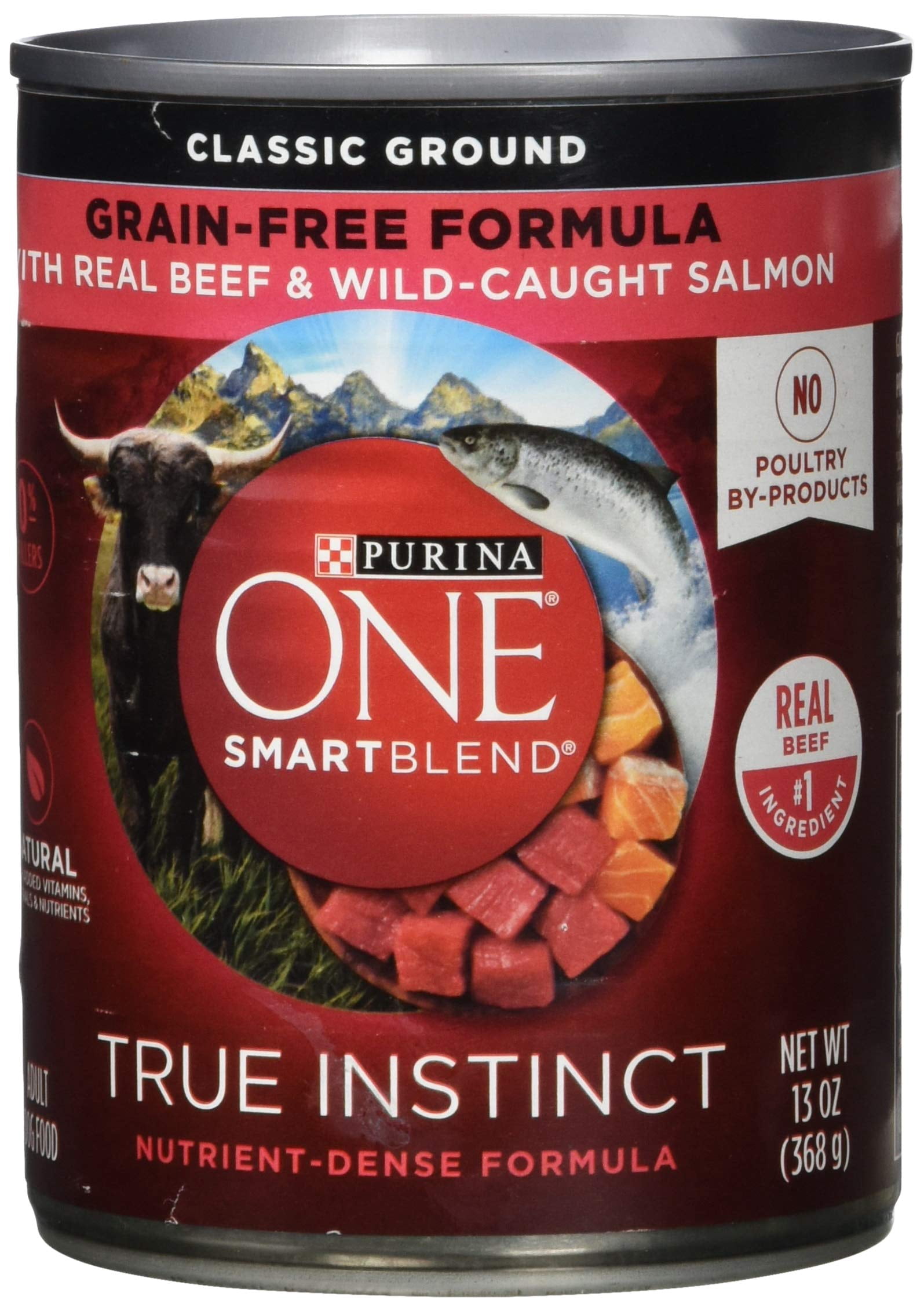 Purina ONE Wet Dog Food Real Beef and Wild-caught Salmon 13 oz (Pack of ...