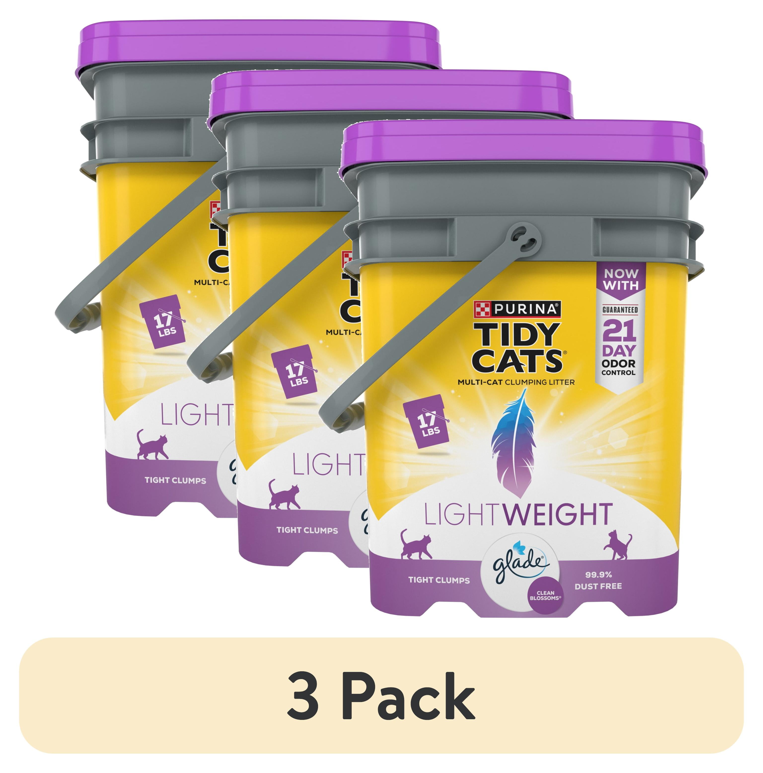 (3 pack) Purina Tidy Cats LightWeight Clumping Cat Litter, Glade Clean Blossom, Low Dust, 17 lb ...