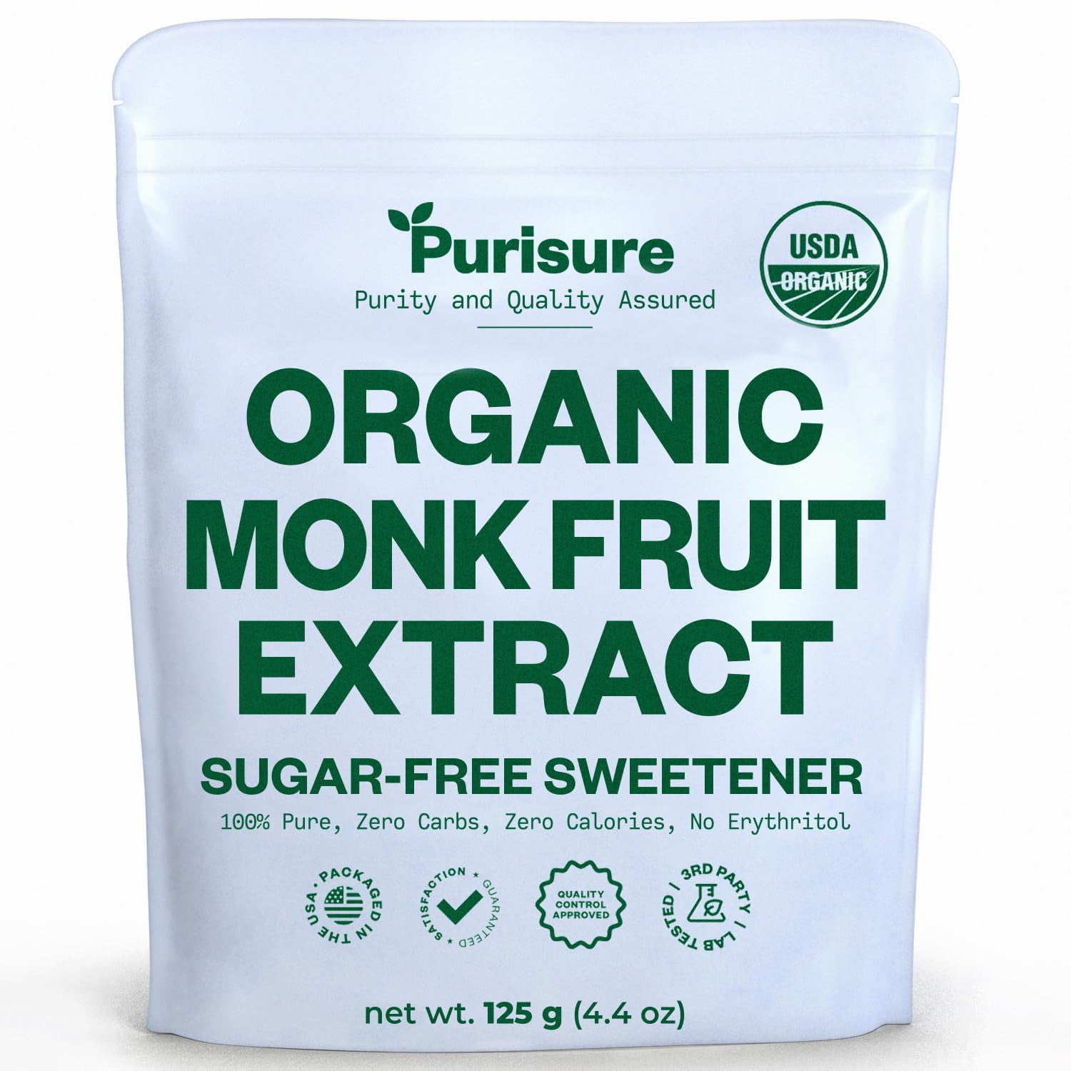 Purisure Organic Monk Fruit Powder 125g 400 Servings, Zero-Calorie ...