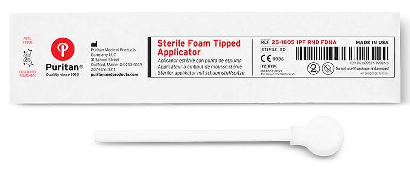 Puritan Sterile DNA-Free Large Round Foam Swab, 5" Poly Shaft, 50/box ...