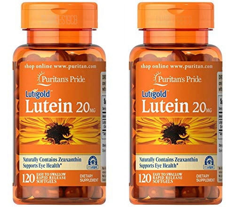 Puritan's Pride Lutein 20mg with Zeaxanthin Eye Care Supplement - 120 ...