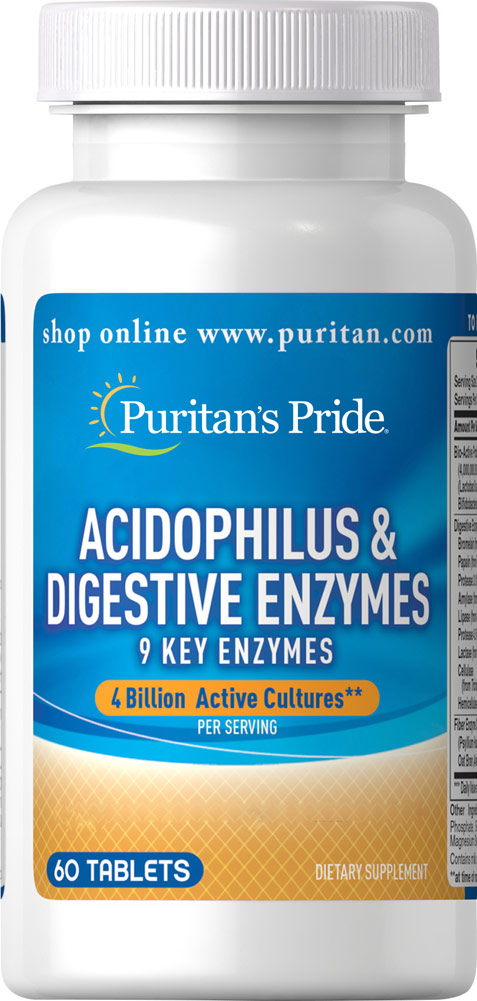 Puritan's Pride Acidophilus & Digestive Enzymes 60 Tablets - Walmart ...