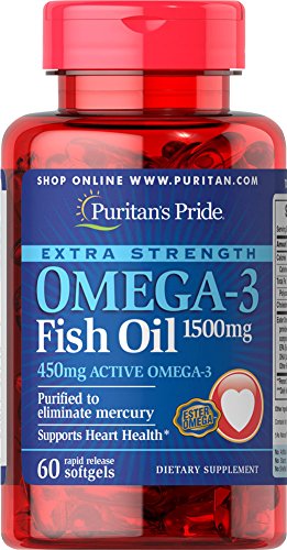 Puritan's Pride Extra Strength Omega-3 Fish Oil 1500 Mg 450 Mg Active ...