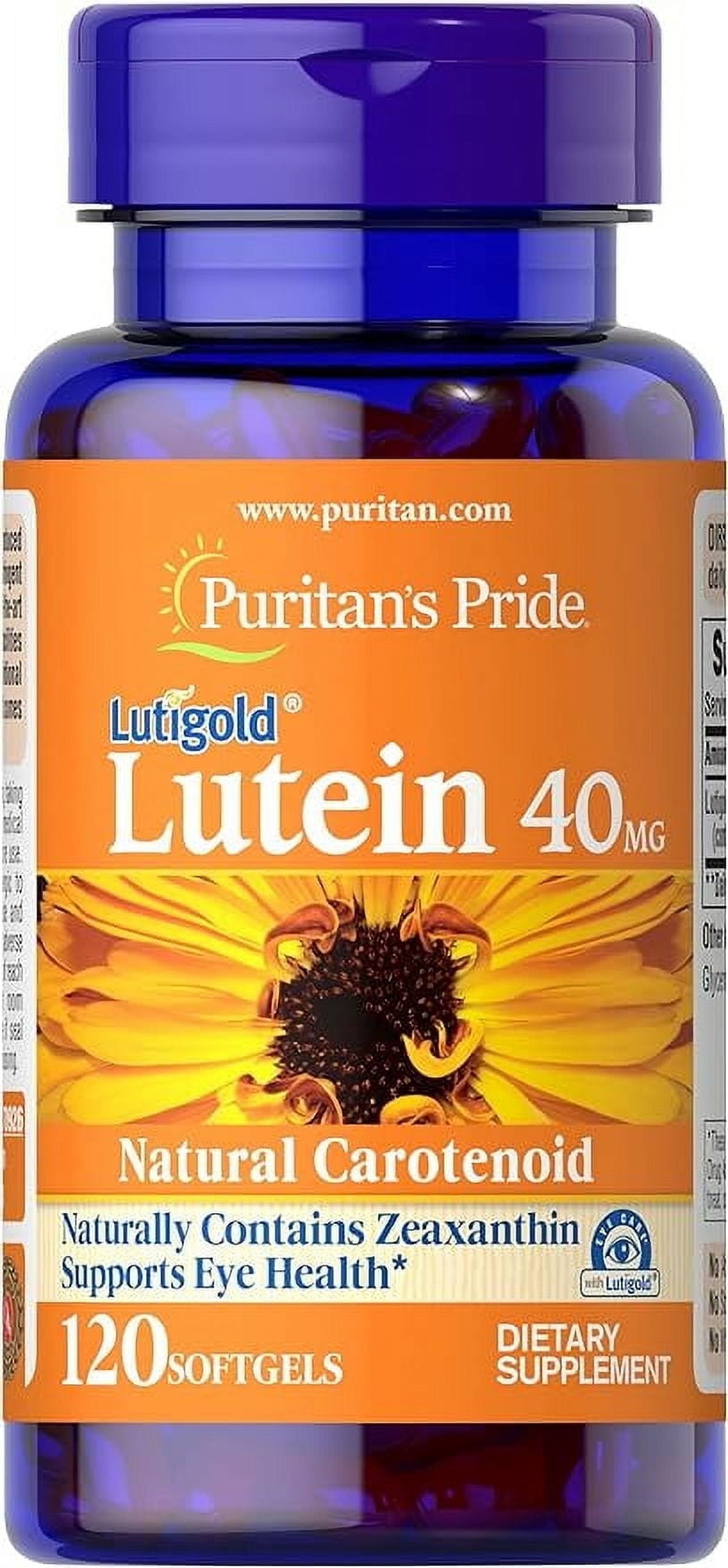 Puritan's Pride Lutein 40 Mg With Zeaxanthin Softgels, 120 Count, Eye ...