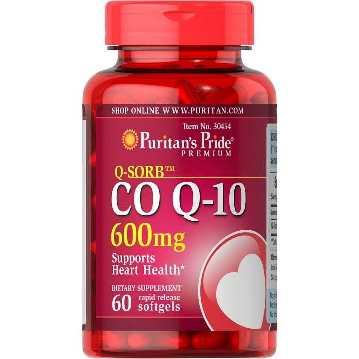 Q-Sorb CoQ10 600mg, Supports Heart Health,60 Rapid Release Softgels by Puritan's Pride - Walmart ...
