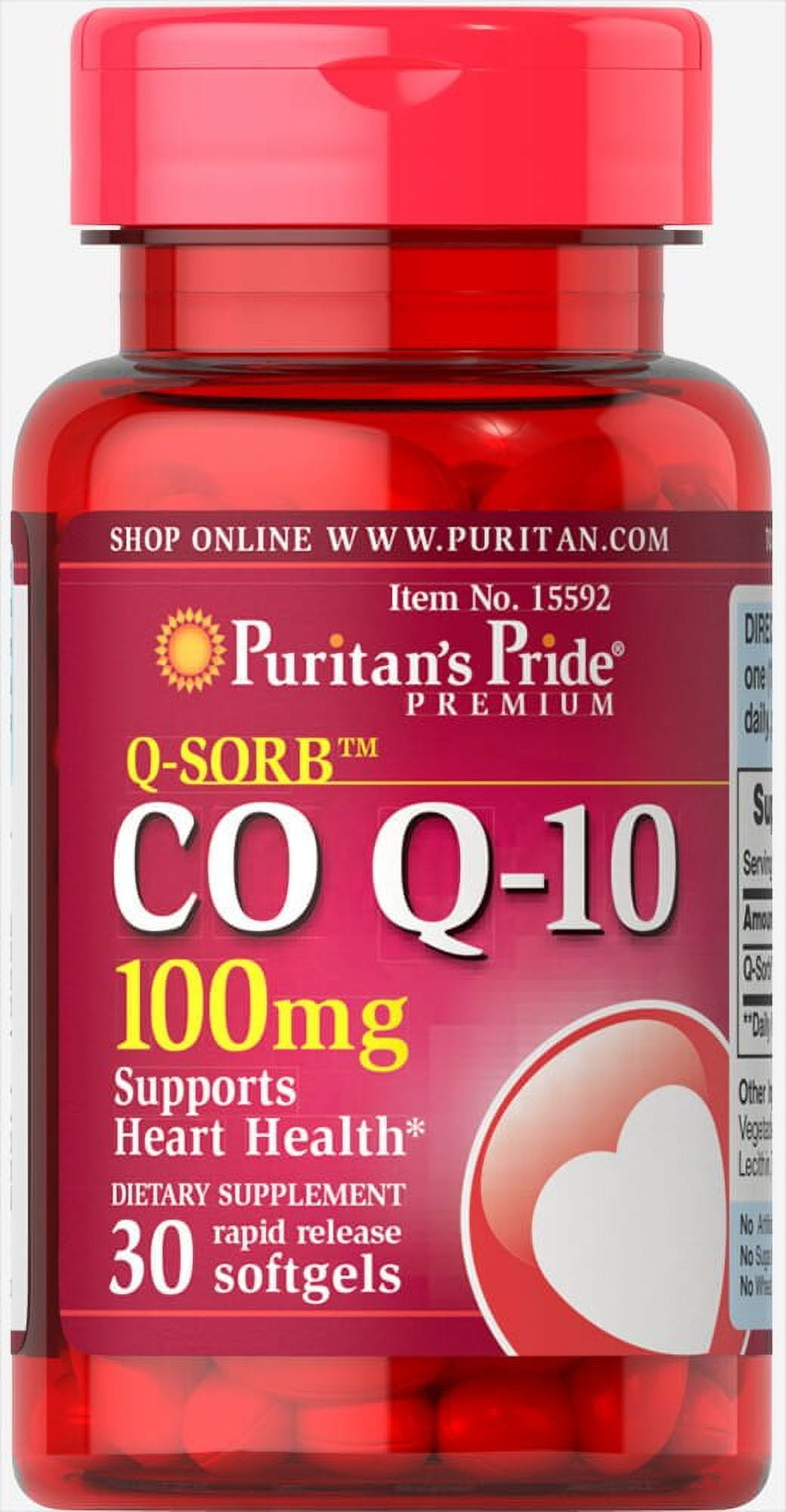 Puritan's Pride Q-Sorb Co Q-10 100 mg-30 Rapid Release Softgels - Walmart.com