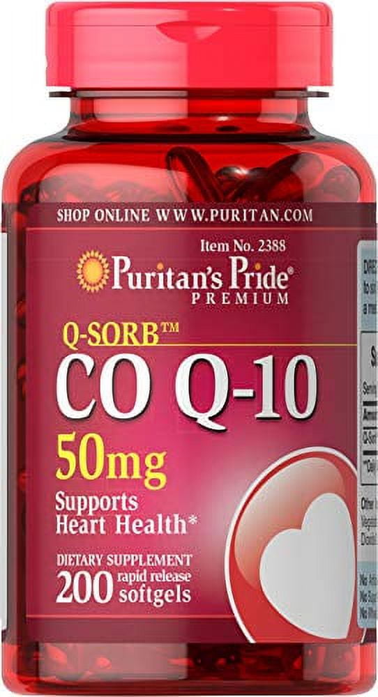 Puritan's Pride Q-Sorb Co .. Q-10 50 mg-200 Rapid .. Release Softgels - Walmart.com