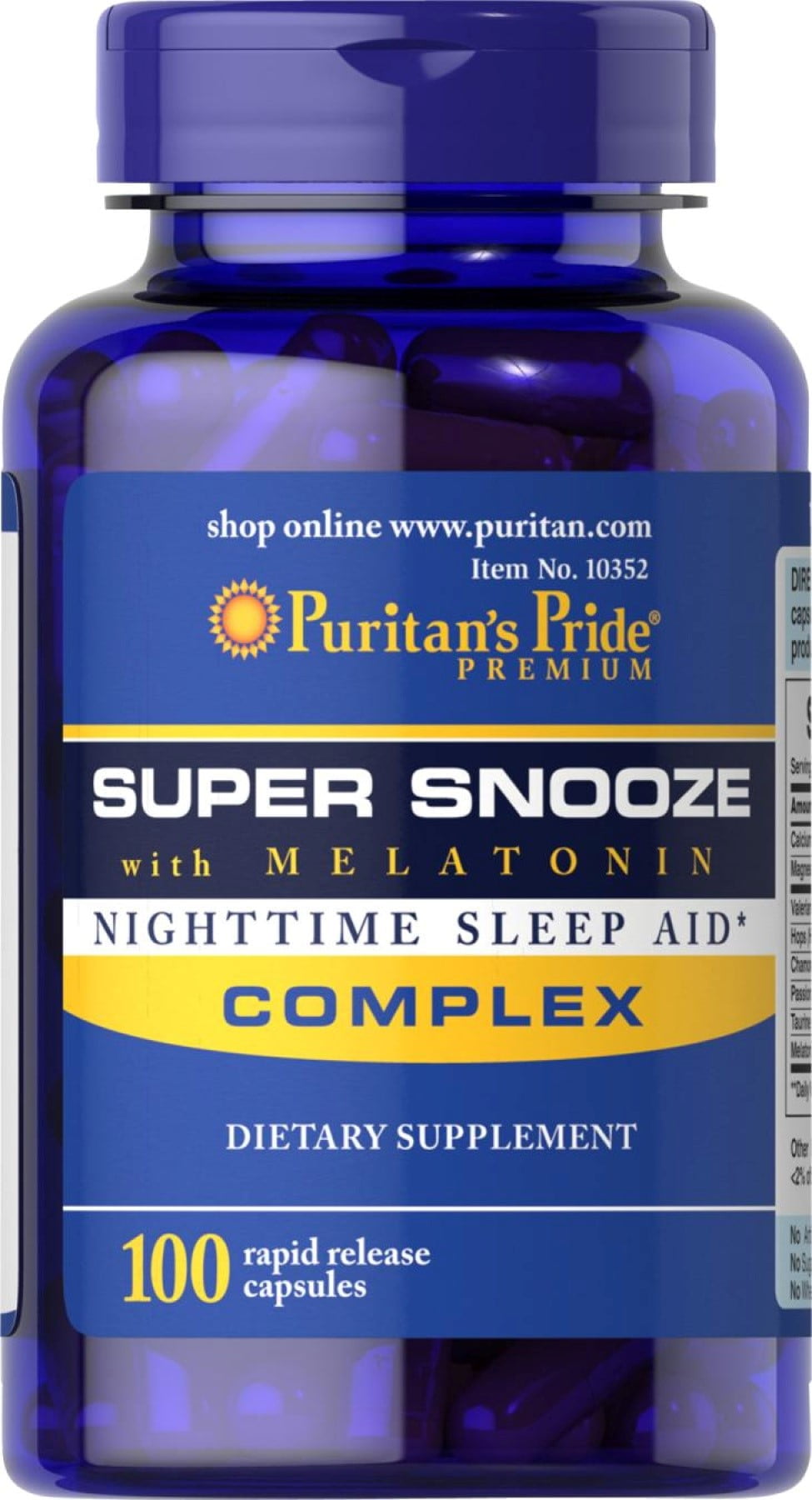 Puritan's Pride Super Snooze with Melatonin Rapid Release Capsules,100 ...