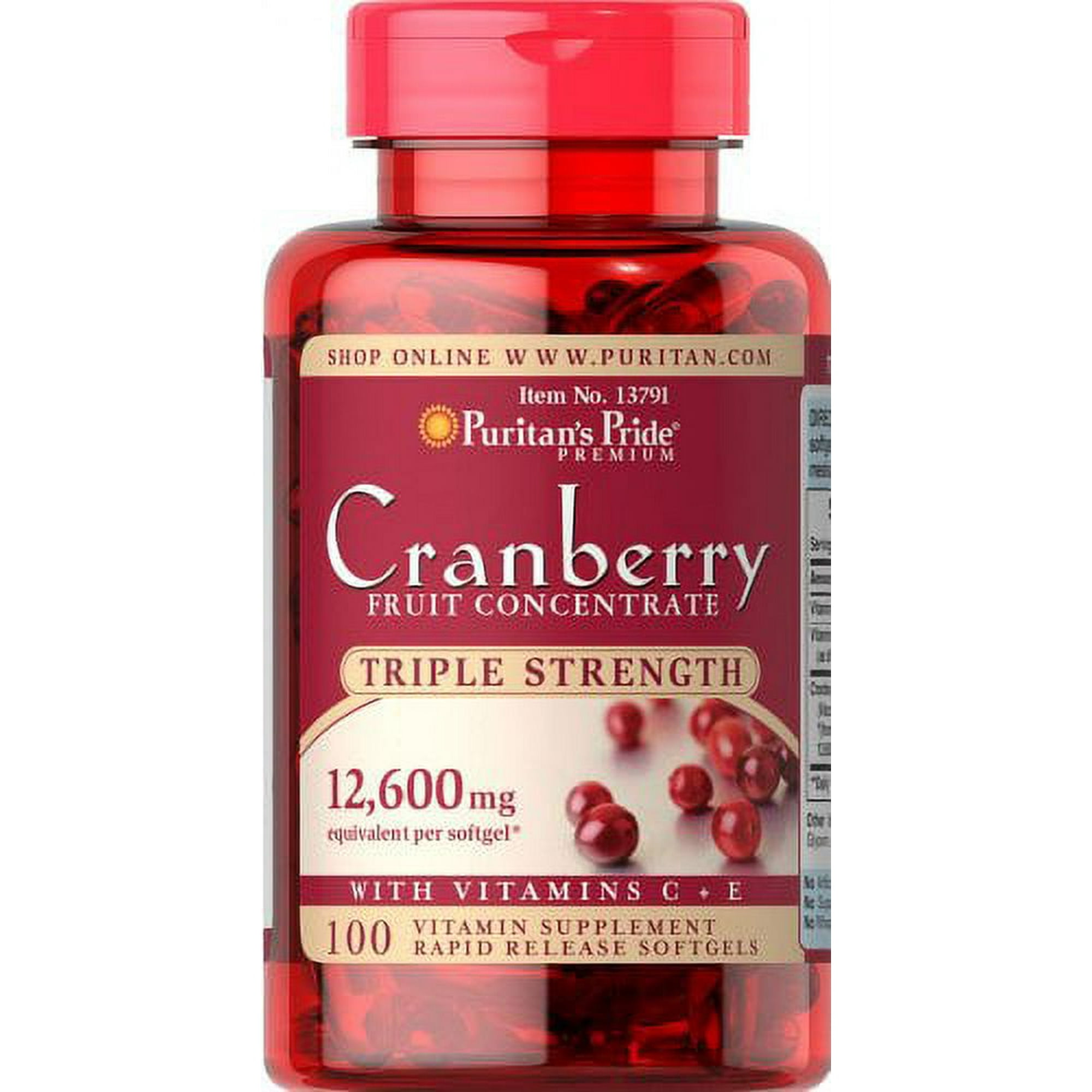 Puritan's Pride Triple Strength Cranberry Fruit Concentrate 12,600 mg ...