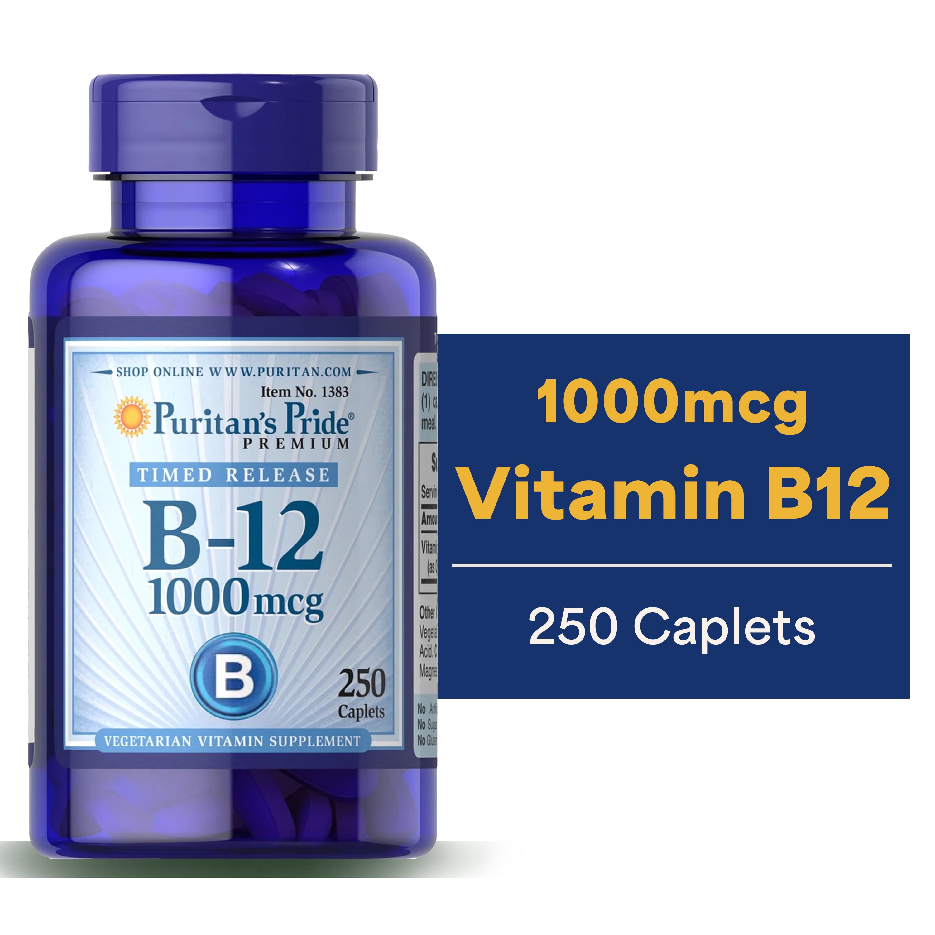 Puritans Pride Vitamin B-12 1000 Mcg, Energy Support, Heart Health, Nervous System Health, 250 ...