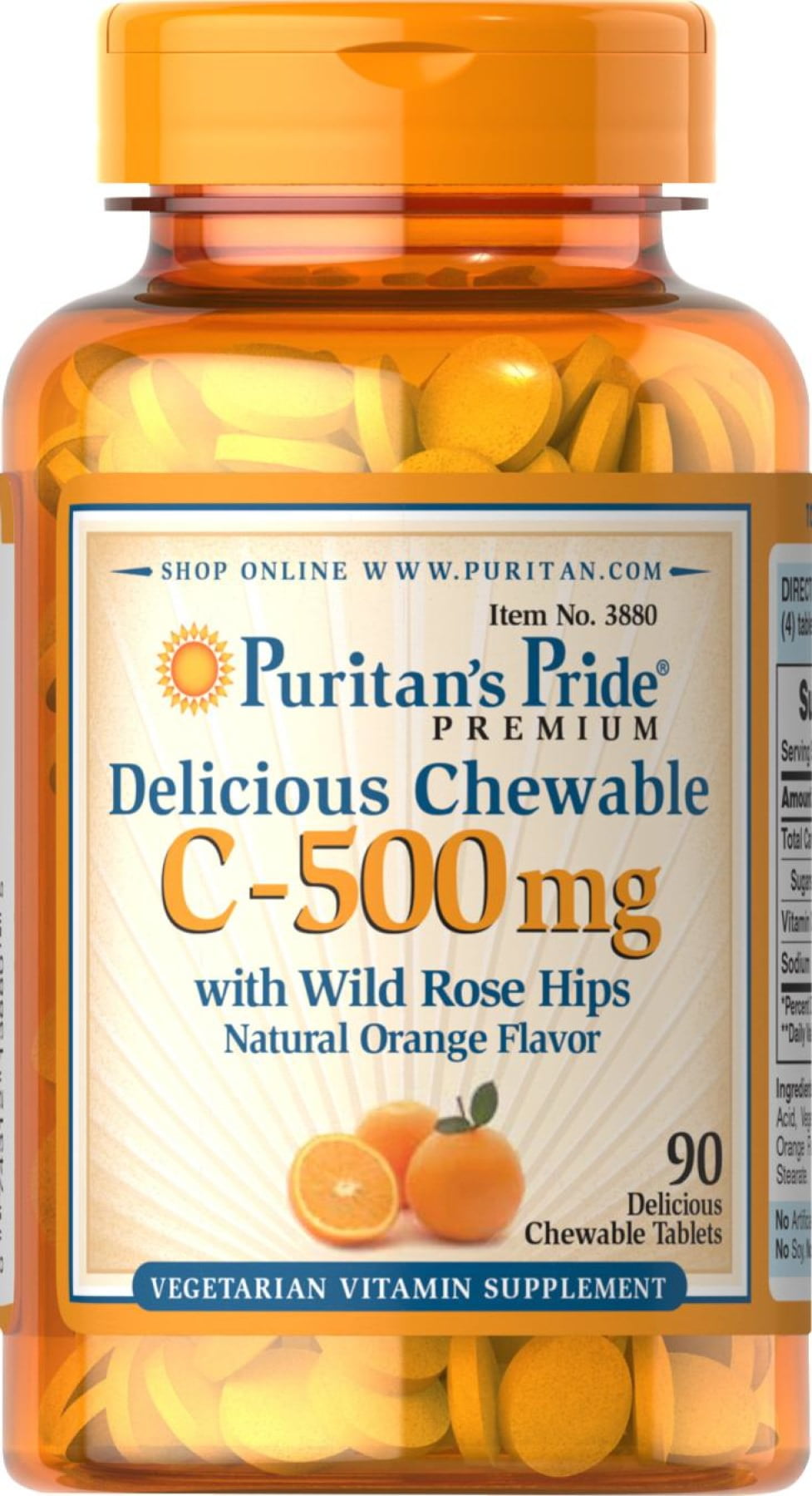 Puritan's Pride Vitamin C Chewables with Rose Hips, 500mg, white, 90 ...
