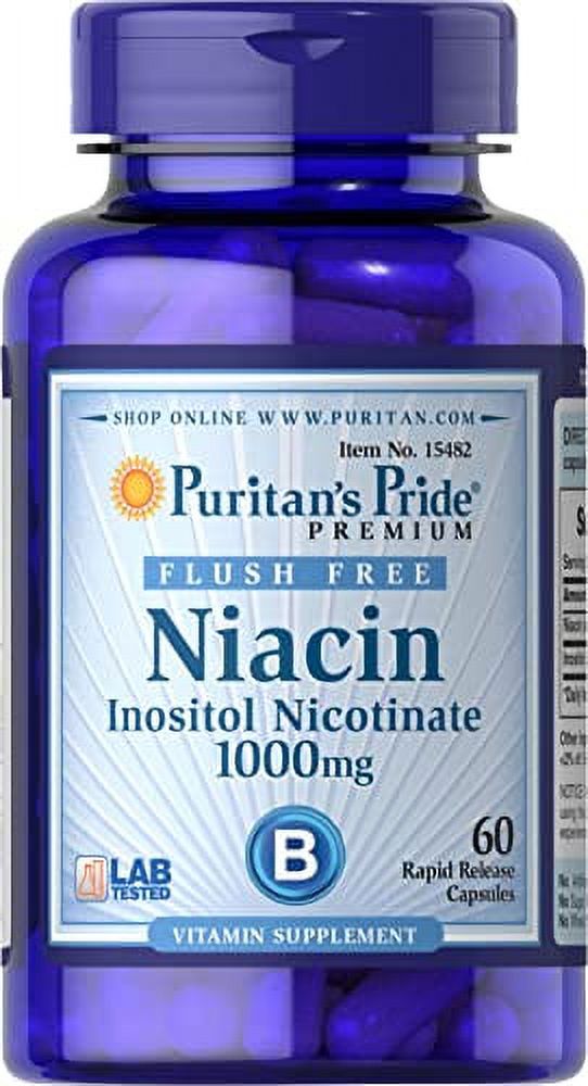 Puritans Pride Flush Free Niacin Inositol Nicotinate 1000 Mg-60 ...