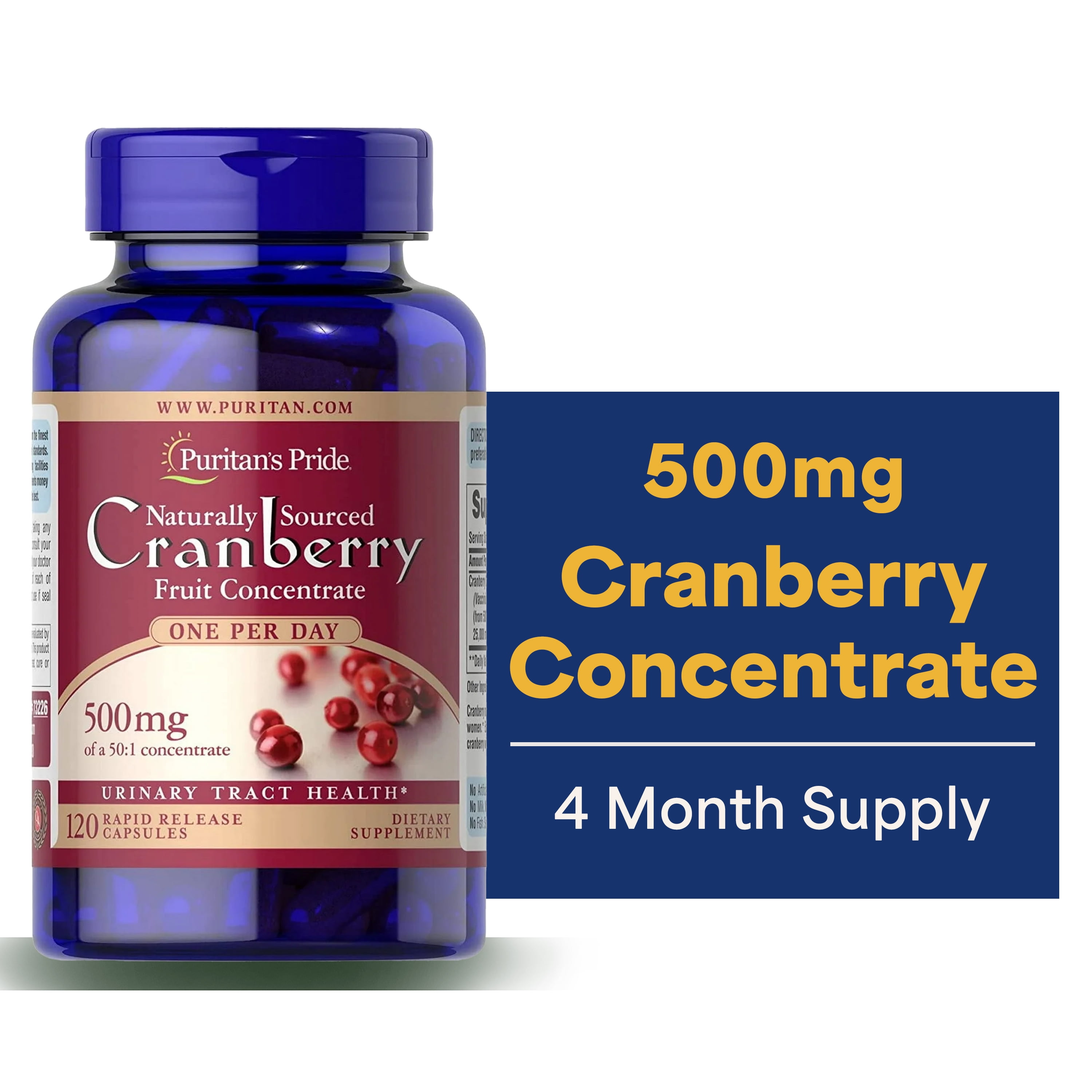 Puritans Pride One A Day Cranberry Capsules, 120 Count Pills Supplement - Walmart.com