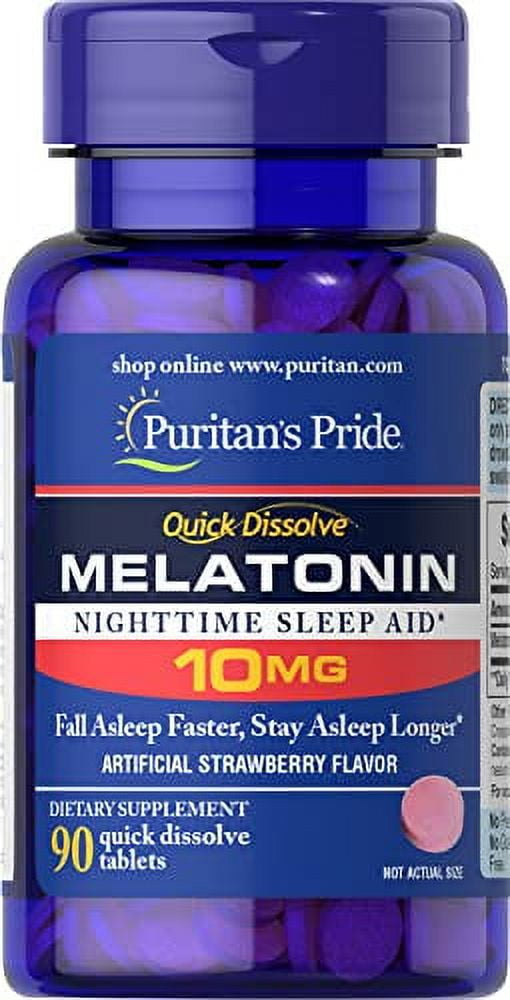 Puritans Pride Quick Dissolve Melatonin Strawberry Flavor Tablets, 10 ...