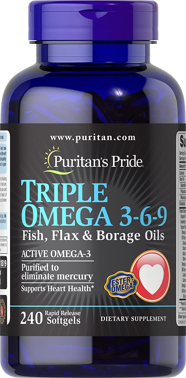 Puritans Pride Triple Omega 3-6-9, Three Fatty Acids, Fish, Flax ...