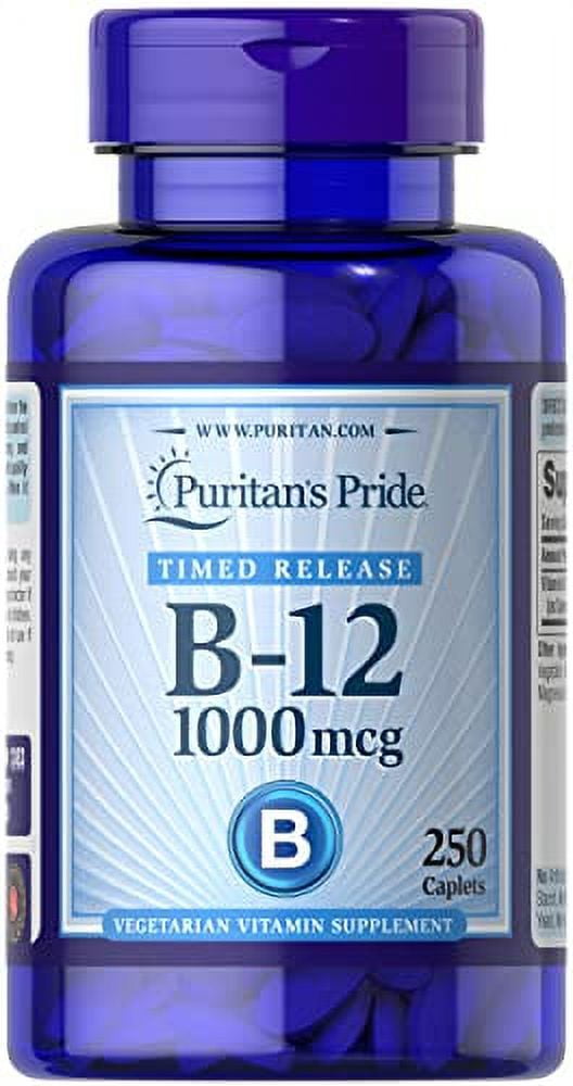 Puritans Pride Vitamin B-12 1000 Mcg Timed Release Caplets, 250 Count ...