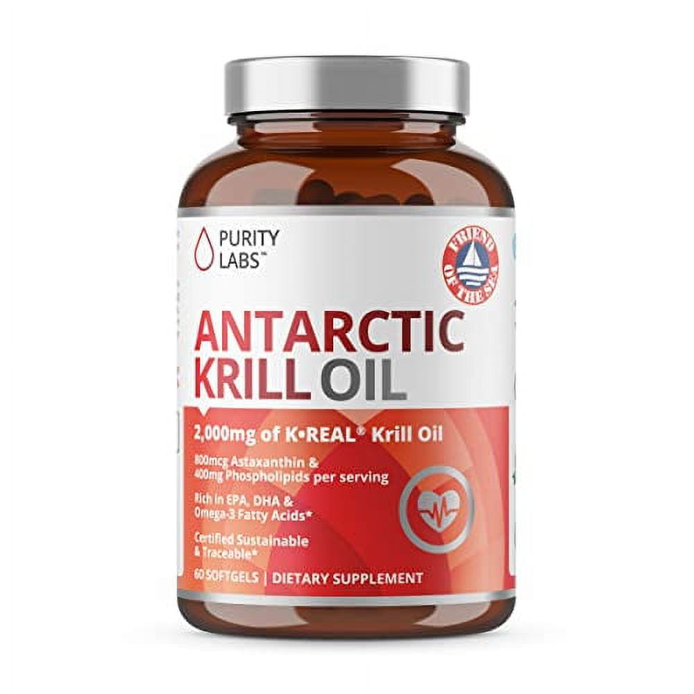 Purity Labs Antarctic Krill Oil - Vegan Supplements for Memory, Heart ...