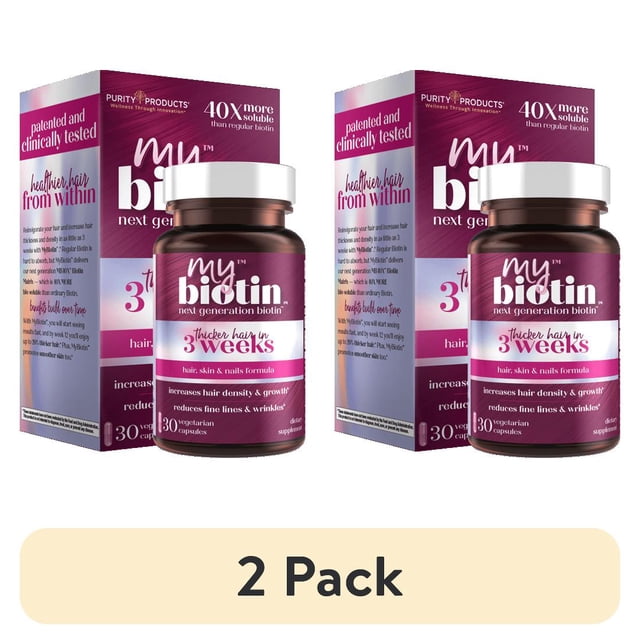 (2 pack) Purity Products MyBiotin™ Vegetarian Capsules, 10,000 Mcg ...