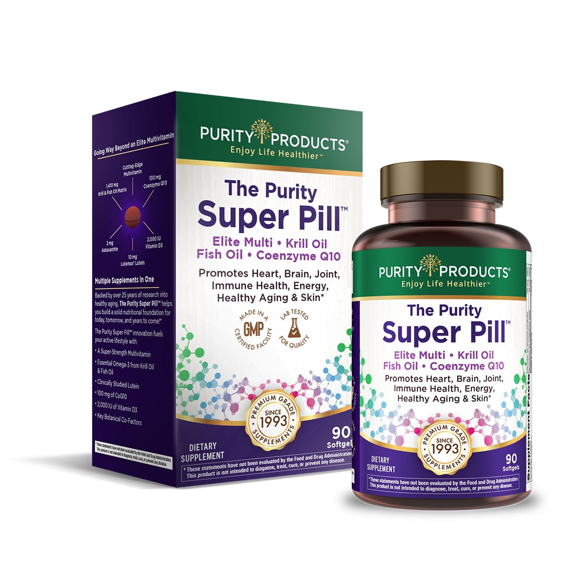 Purity Products - Super Pill, Multi + Krill + Fish Oil, Vitamins, CoQ10 ...