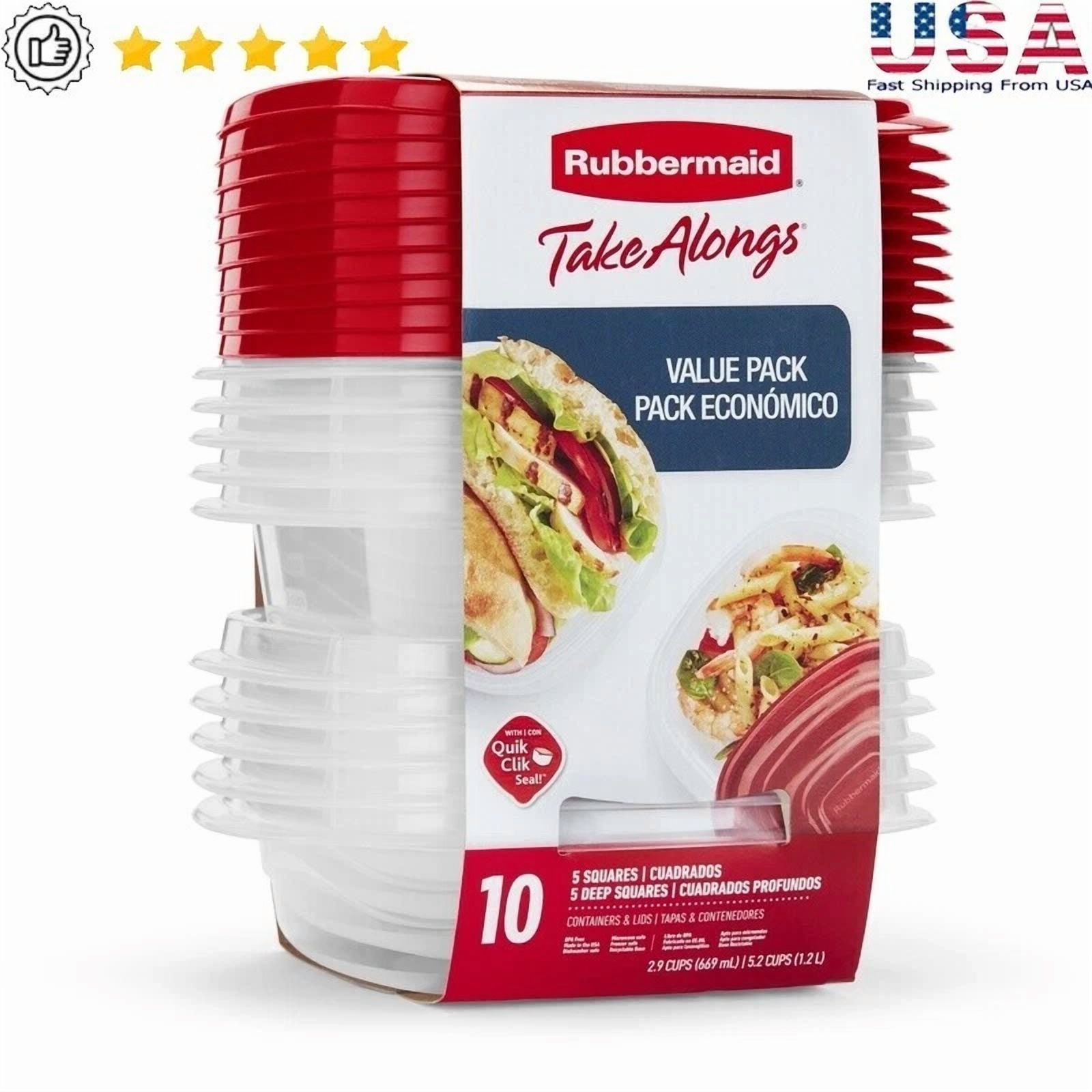 Purly - 10 Piece Food Storage Containers Set W/ Quick Click Seal Bpa ...