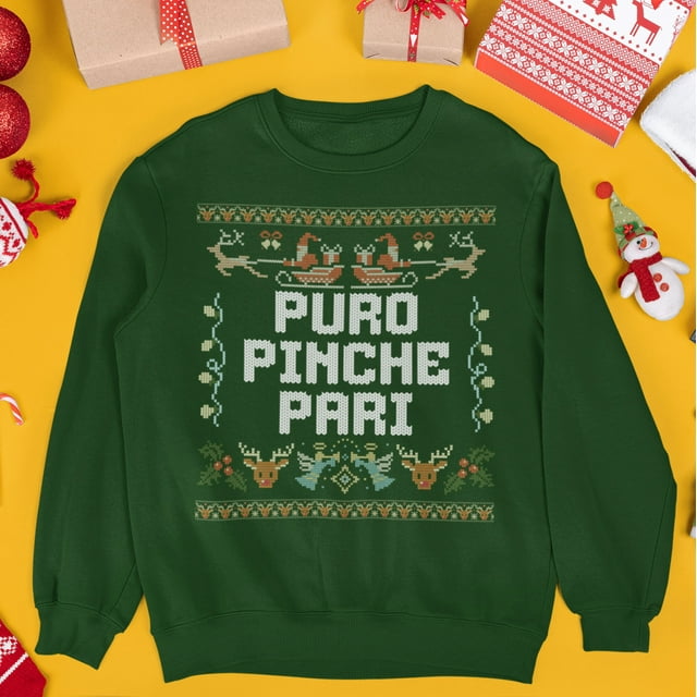 Puro Pinche Pari Chingo Latino Ugly Christmas Sweater | Funny Bling | 3 ...