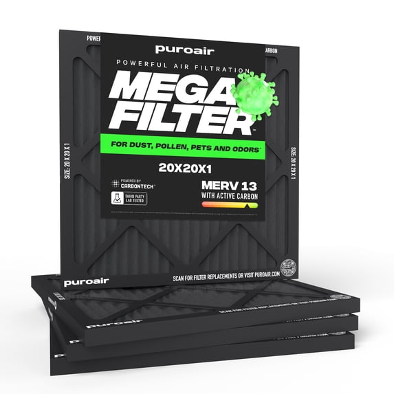 PuroAir, Mega Filter, 20x20x1 MERV 13, 4 Pack for Home - Walmart.com