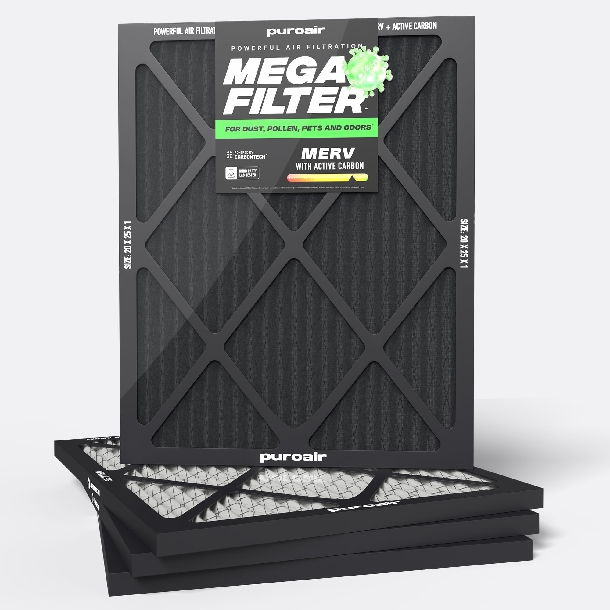 PuroAir Mega Filter MERV 13 20x25x1 Air Filters for Home (4 pack ...