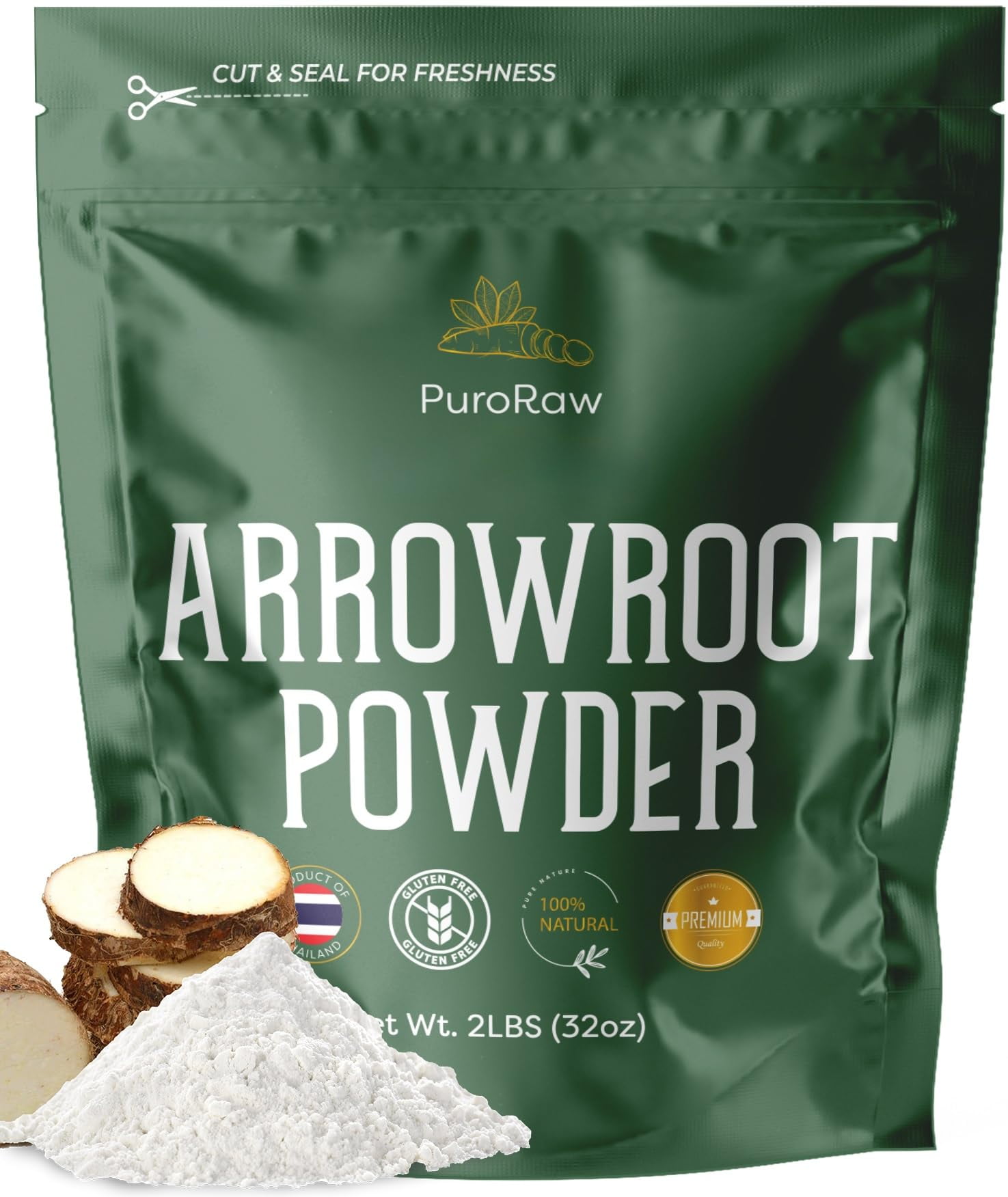 PuroRaw Arrowroot Starch Powder, VTF5 2lb Gluten Free, Pure Arrow Root ...